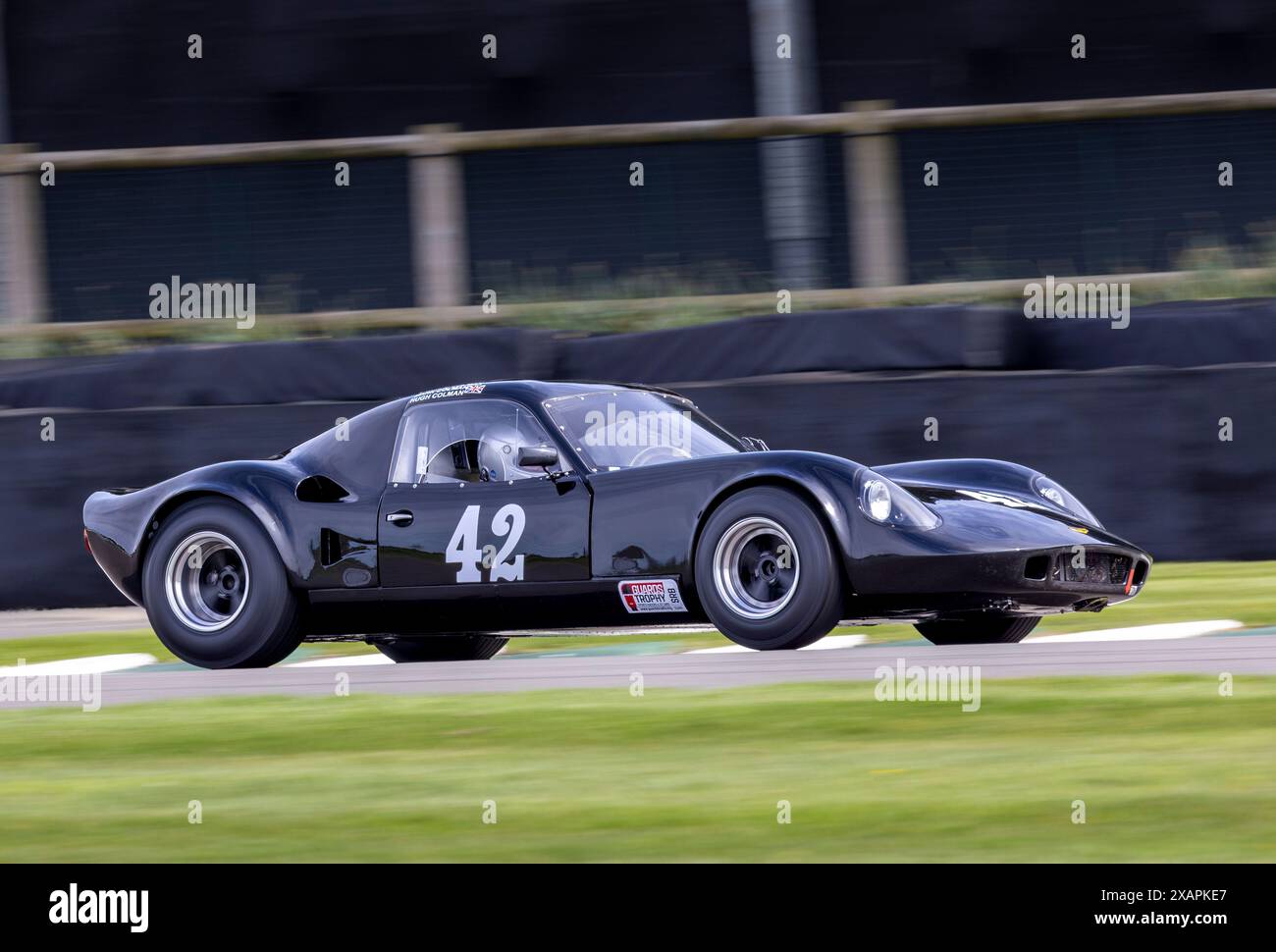Hugh Colman in his 1969 Chevron-BMW B8 during the Surtees Trophy race ...