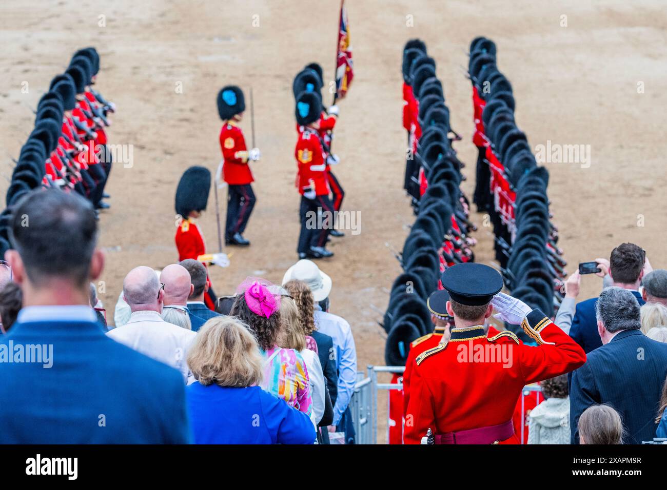 London, UK. 8th June, 2024. Saluting the colours from the stand as they ...