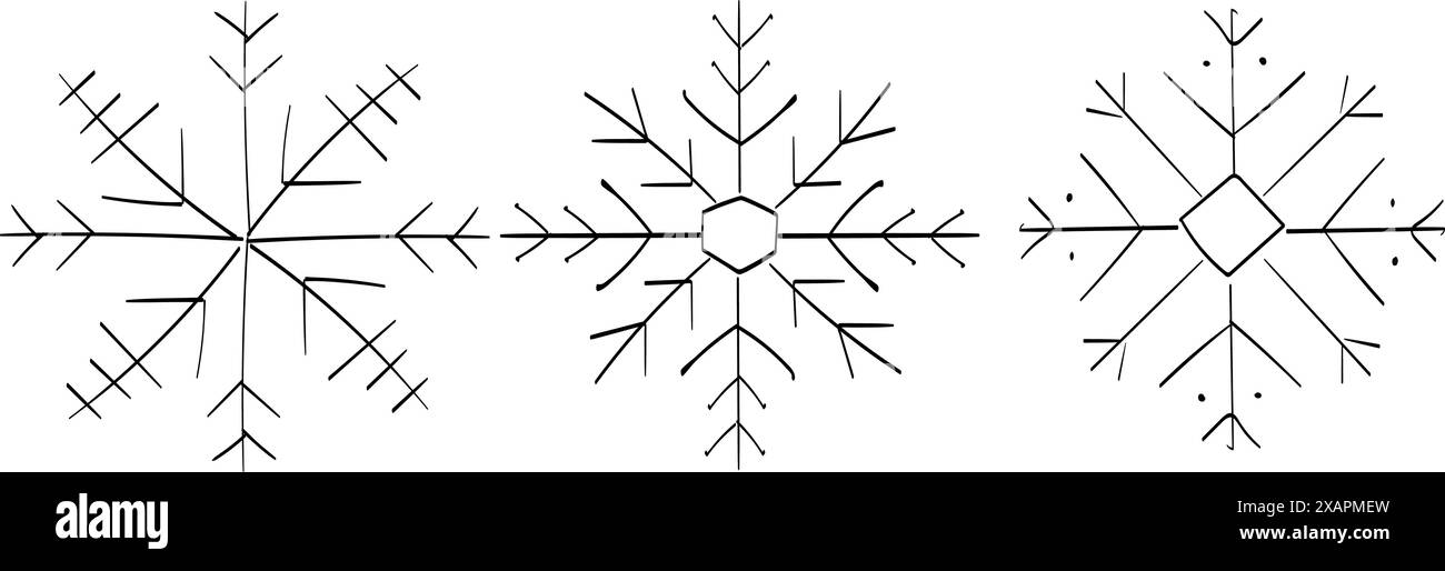 Set of three simple snowflakes.vector illustration Stock Vector Image ...