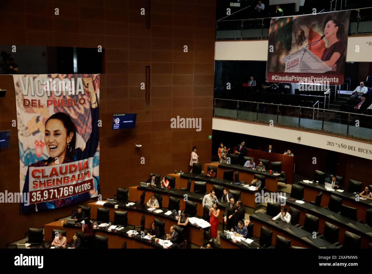 Non Exclusive: Senator Kenia Lopez attends the Senado de la Republica to announce points of ...