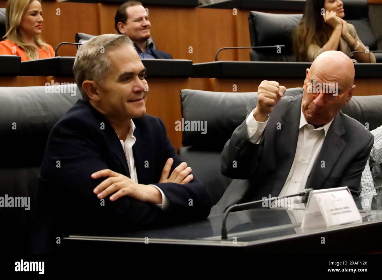 Non Exclusive: Senator Kenia Lopez attends the Senado de la Republica to announce points of ...