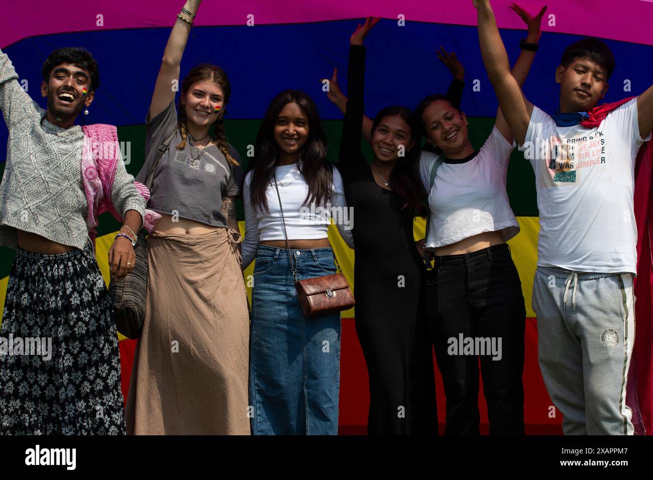 Kathmandu, Nepal. 08th June, 2024. Members of the LGBTQ community, pose ...