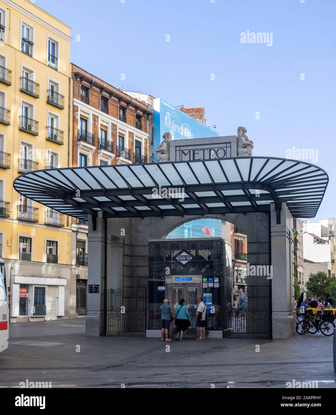 reconstruction of 1920s art deco Gran Via Metro station entrance, Gran ...
