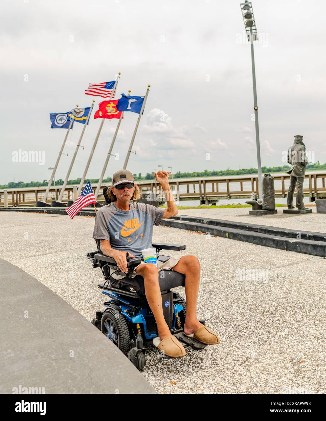 Charleston, South Carolina: Disabled Veteran sitting in the wheelchair ...