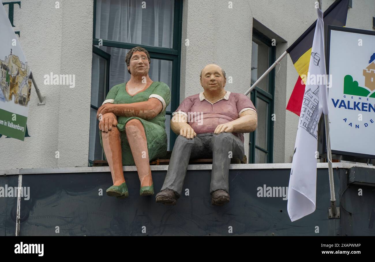 Statues, figures of everyday people in the city of Valkenburg ...