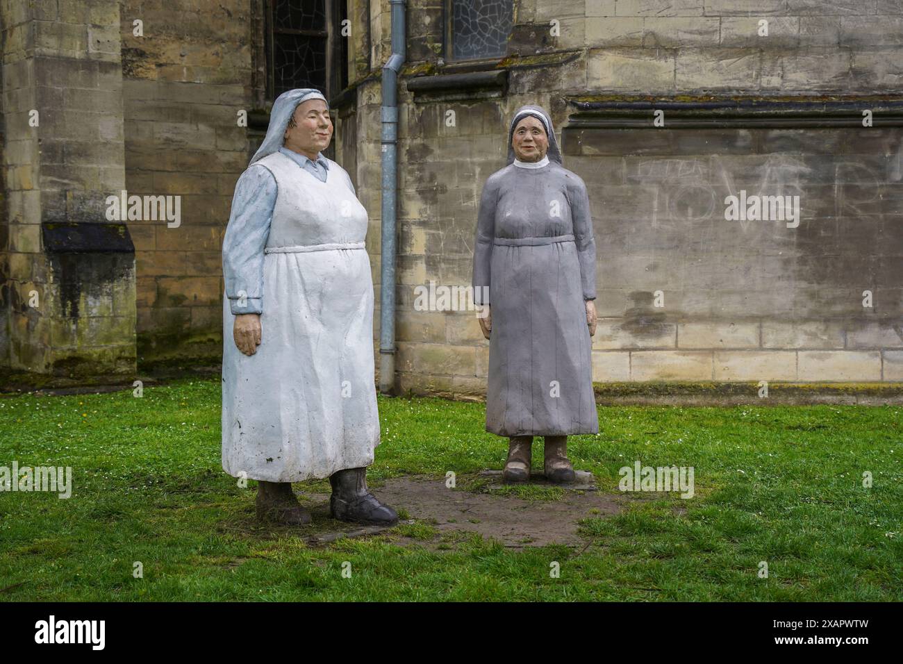 Statues, figures of everyday people in the city of Valkenburg ...