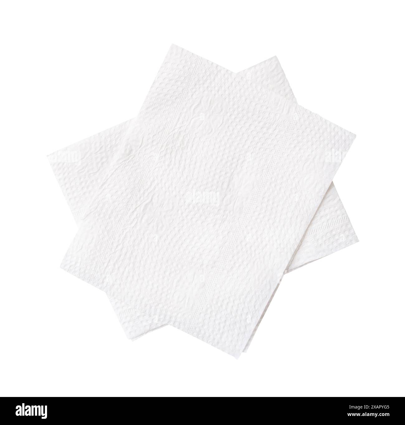 Top view of folded white tissue paper in stack is isolated on white ...