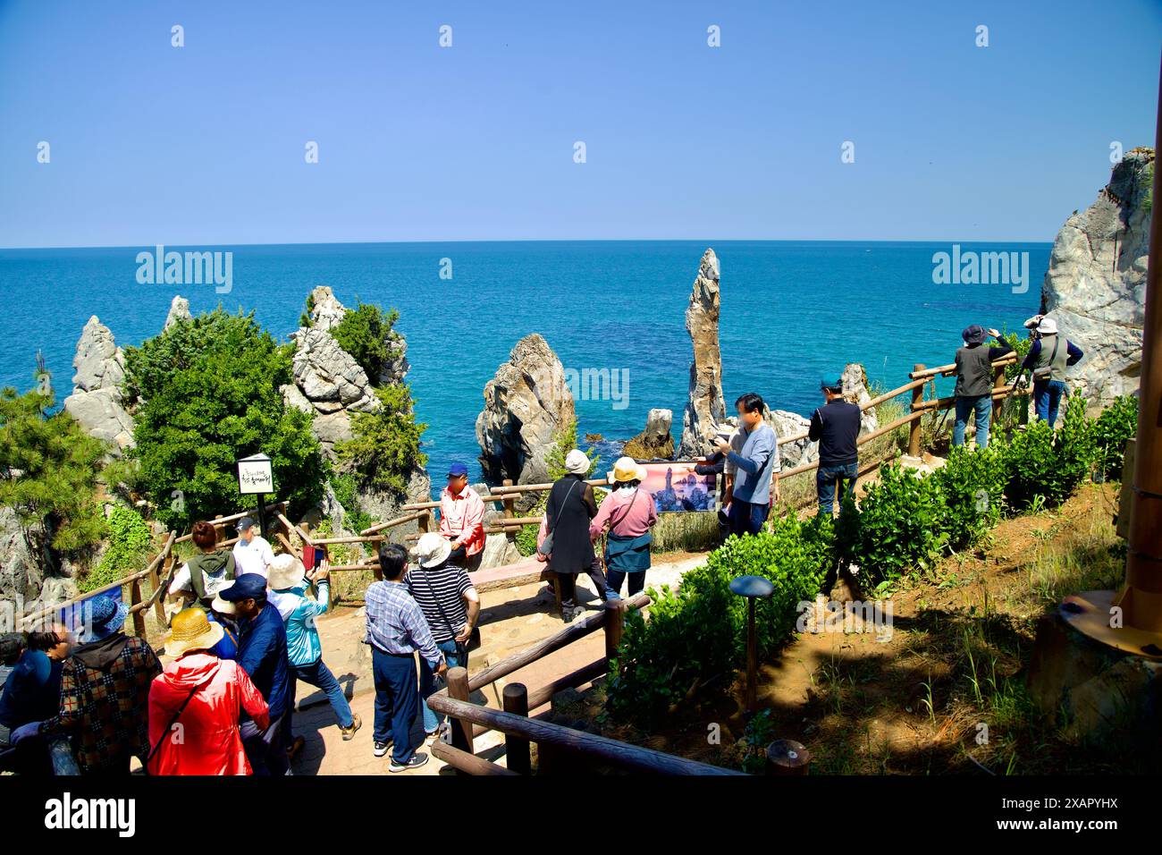 Donghae City, South Korea - May 18th, 2024: Tourists gather to view and ...