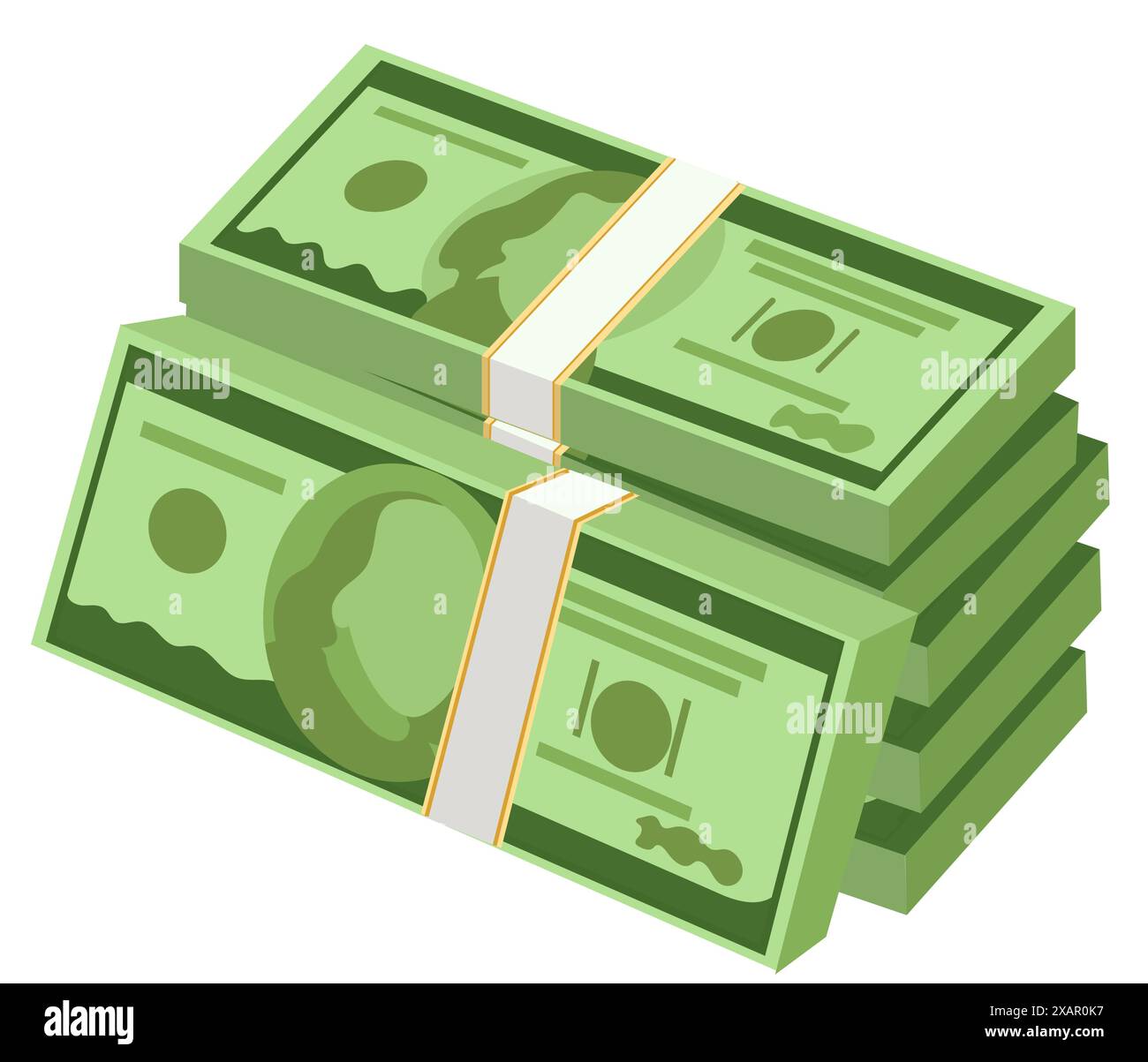 Money cash dollar pile, stack cartoon set. Hundreds paper stack dollars ...