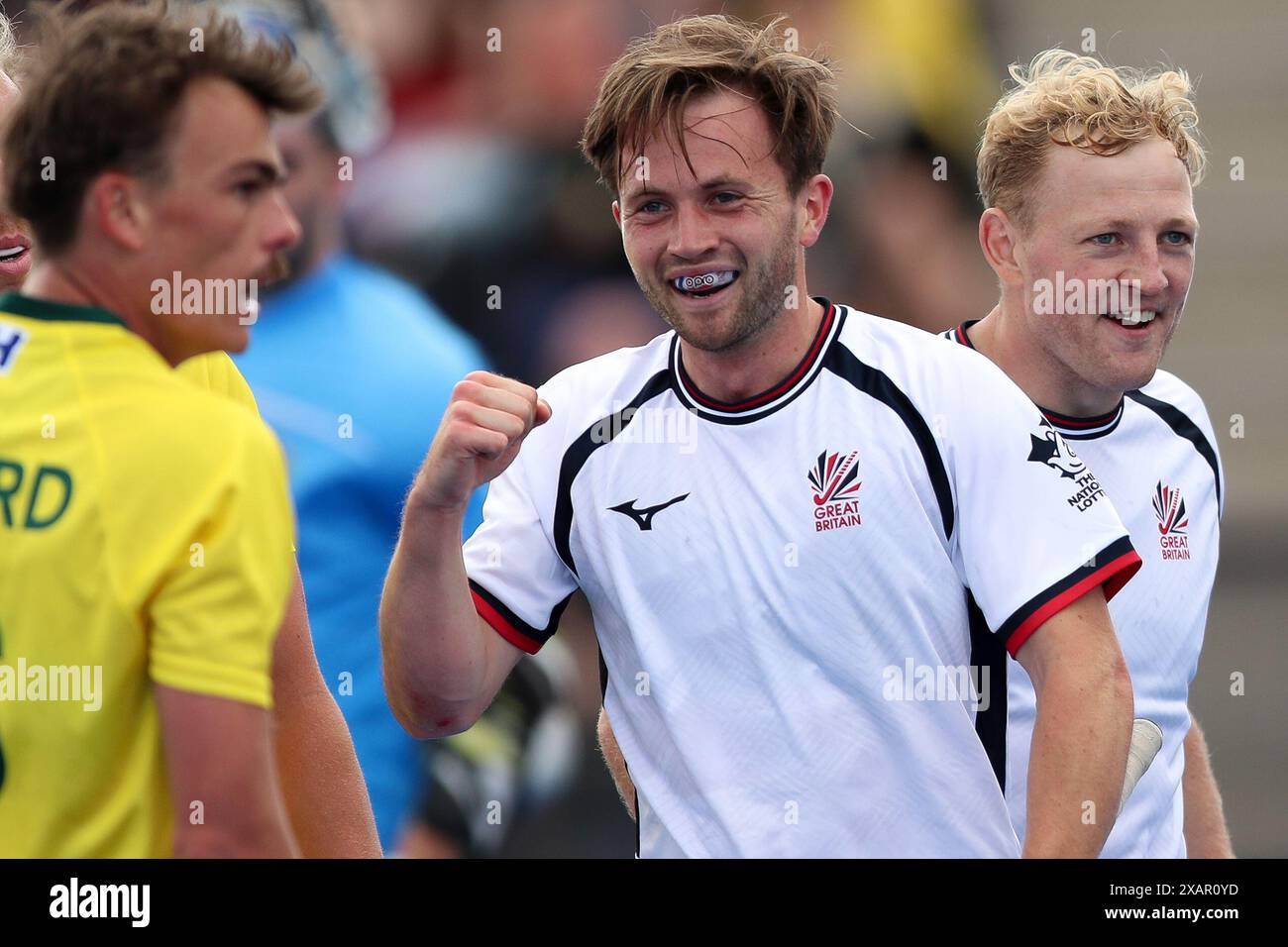 Great Britain's Zachary Wallace celebrates scoring their side's second ...