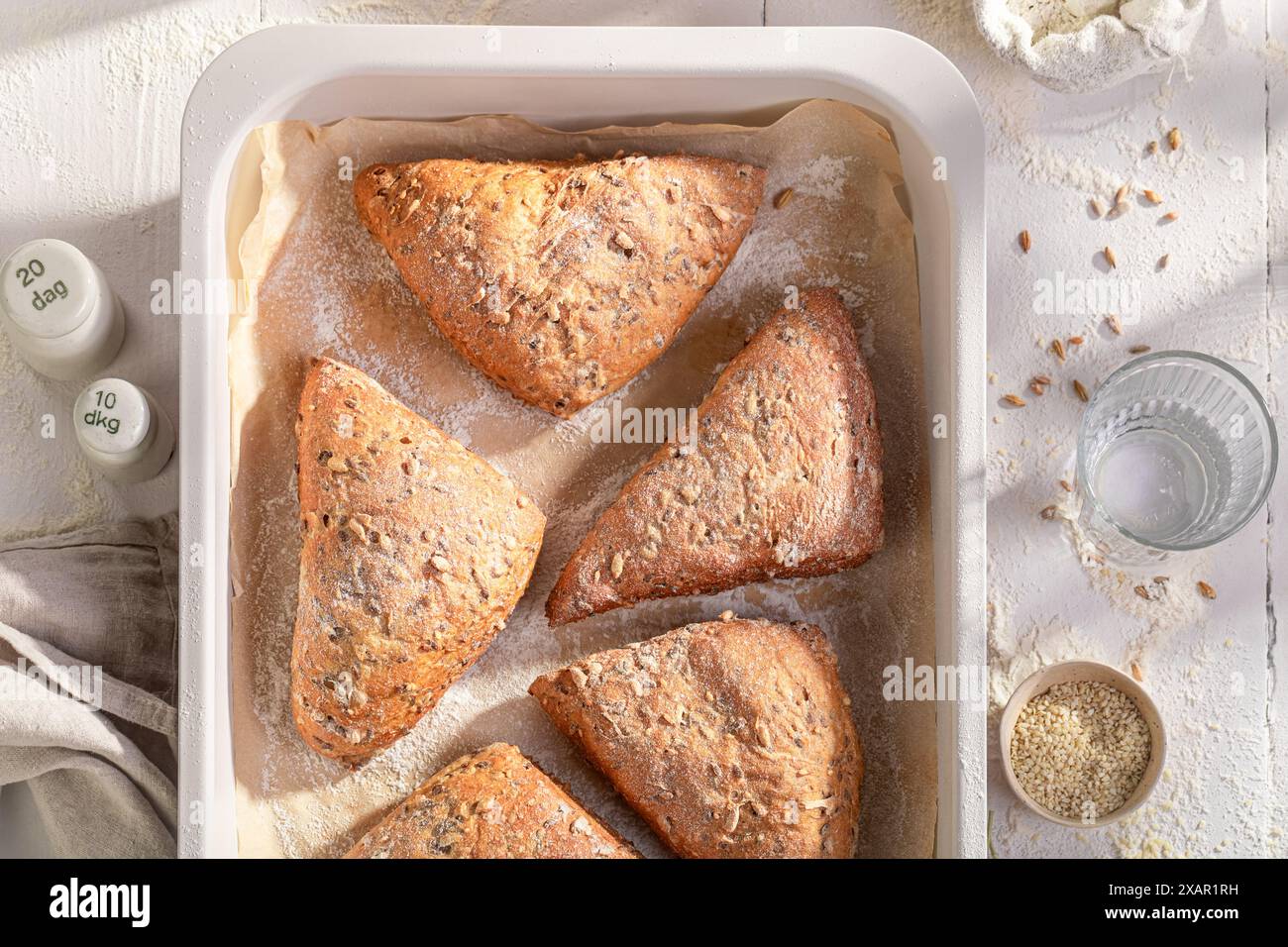 Hot and healthy triangular rolls made of sourdough and flour ...