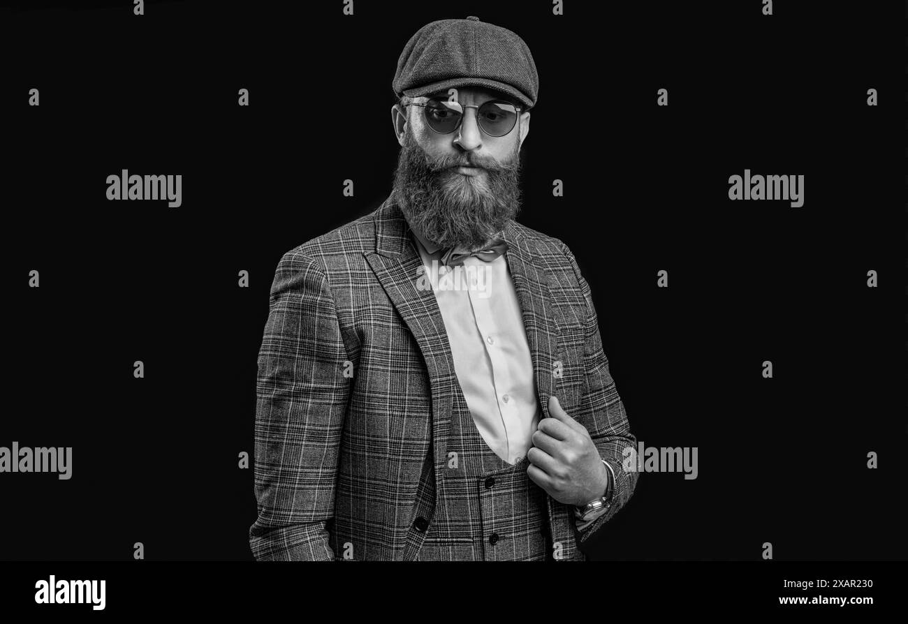 photo of retro gangster man in peaked cap. retro gangster man isolated ...