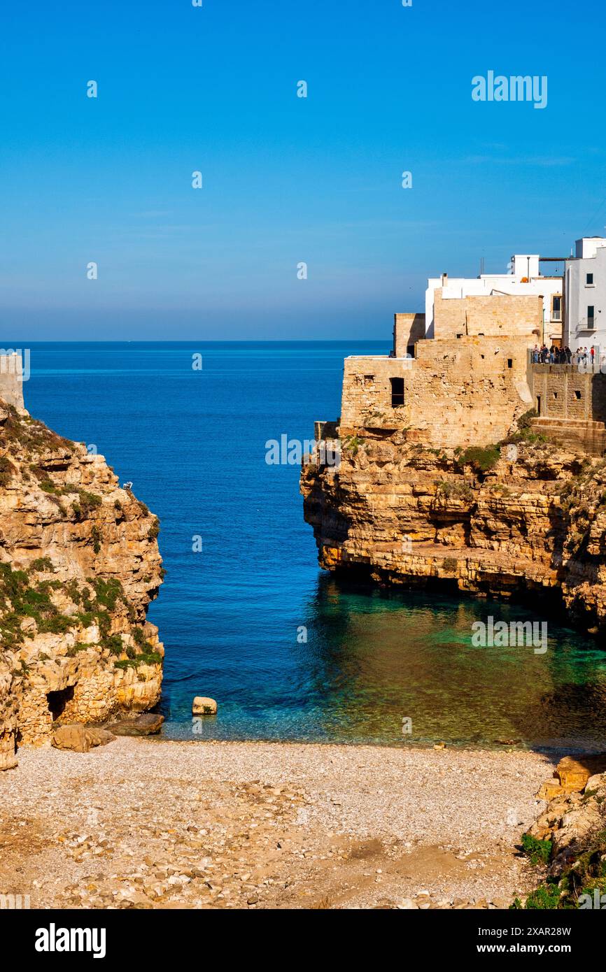 View of the beach of Lama Monachile, Polignano a Mare, Italy Stock ...