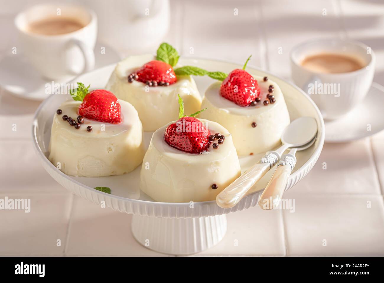Tasty cheesecake monoportion flavored with berries and vanilla ...