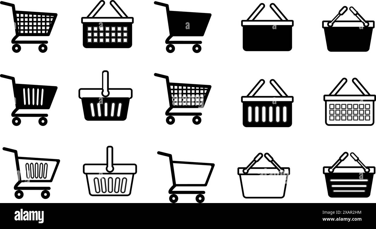 Set of shopping cart icons. Collection of web icons for online store ...