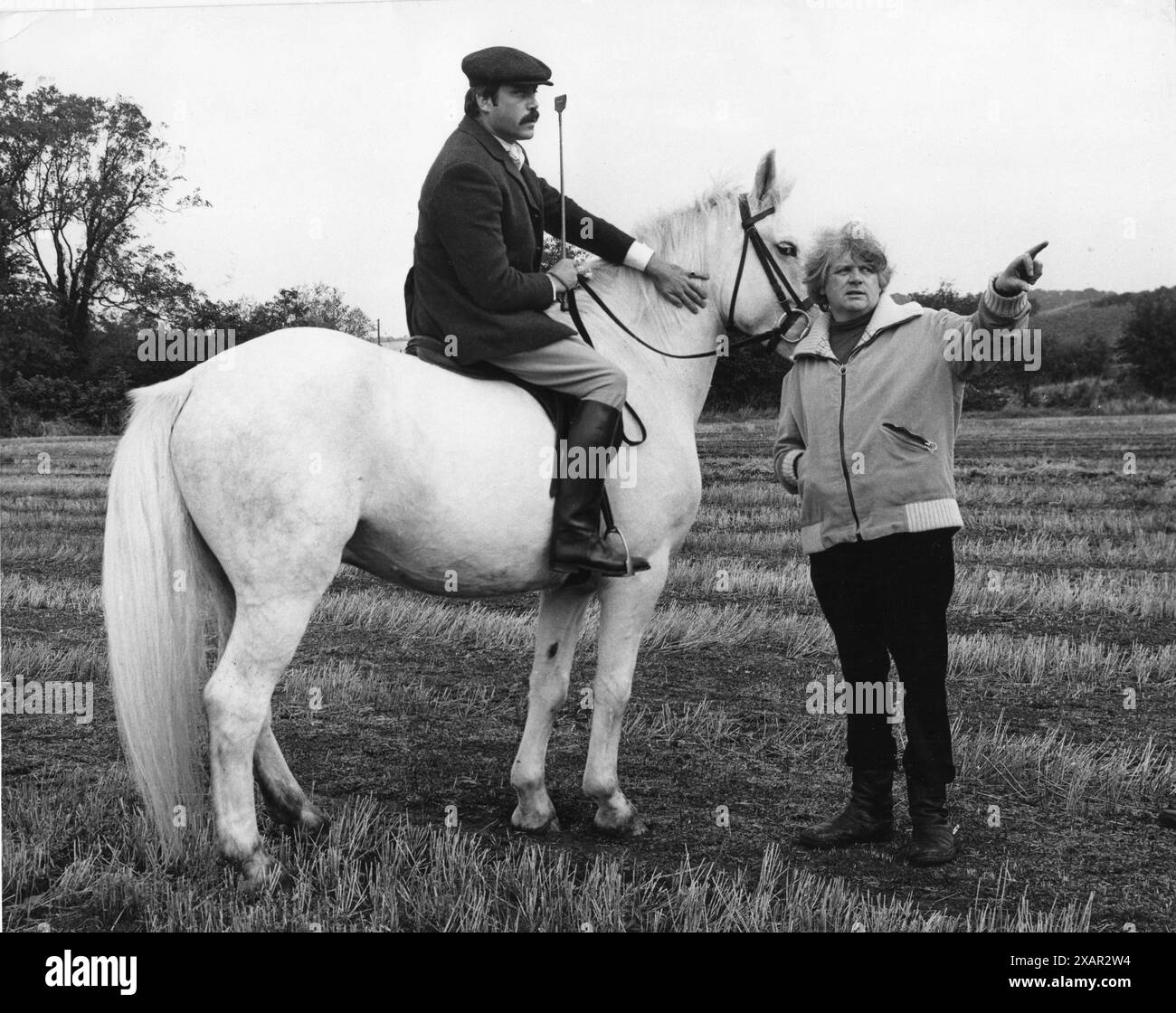 British actor OLIVER REED with KEN RUSSELL on location in Derbyshire ...
