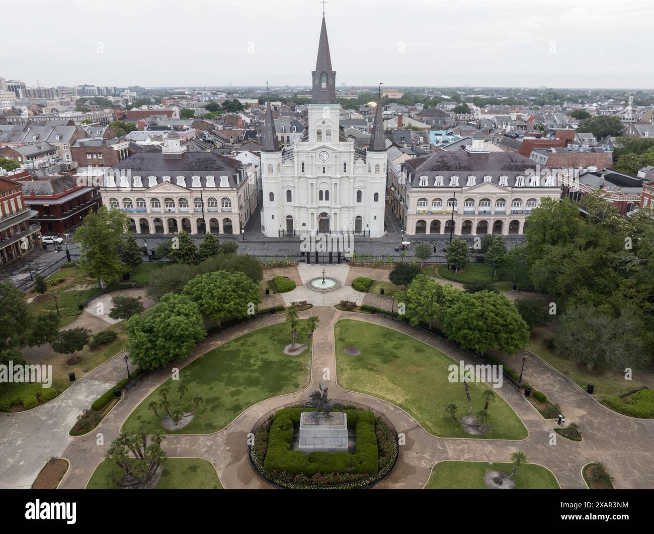 Aerial view of the historic St. Louis Cathedral and surrounding ...