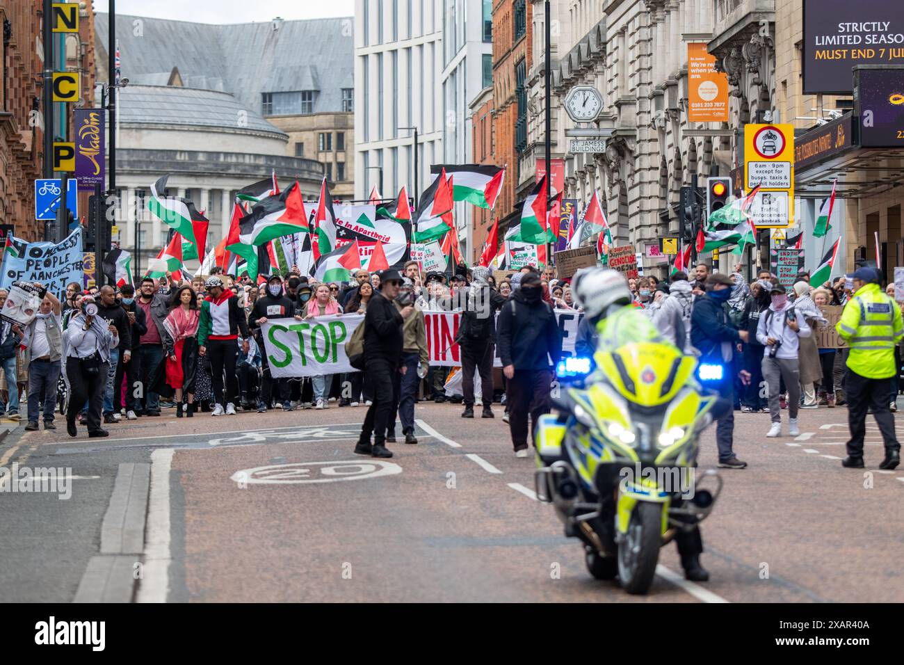 Palestine Gaza war protests in Manchester UK. Protesters marched from ...