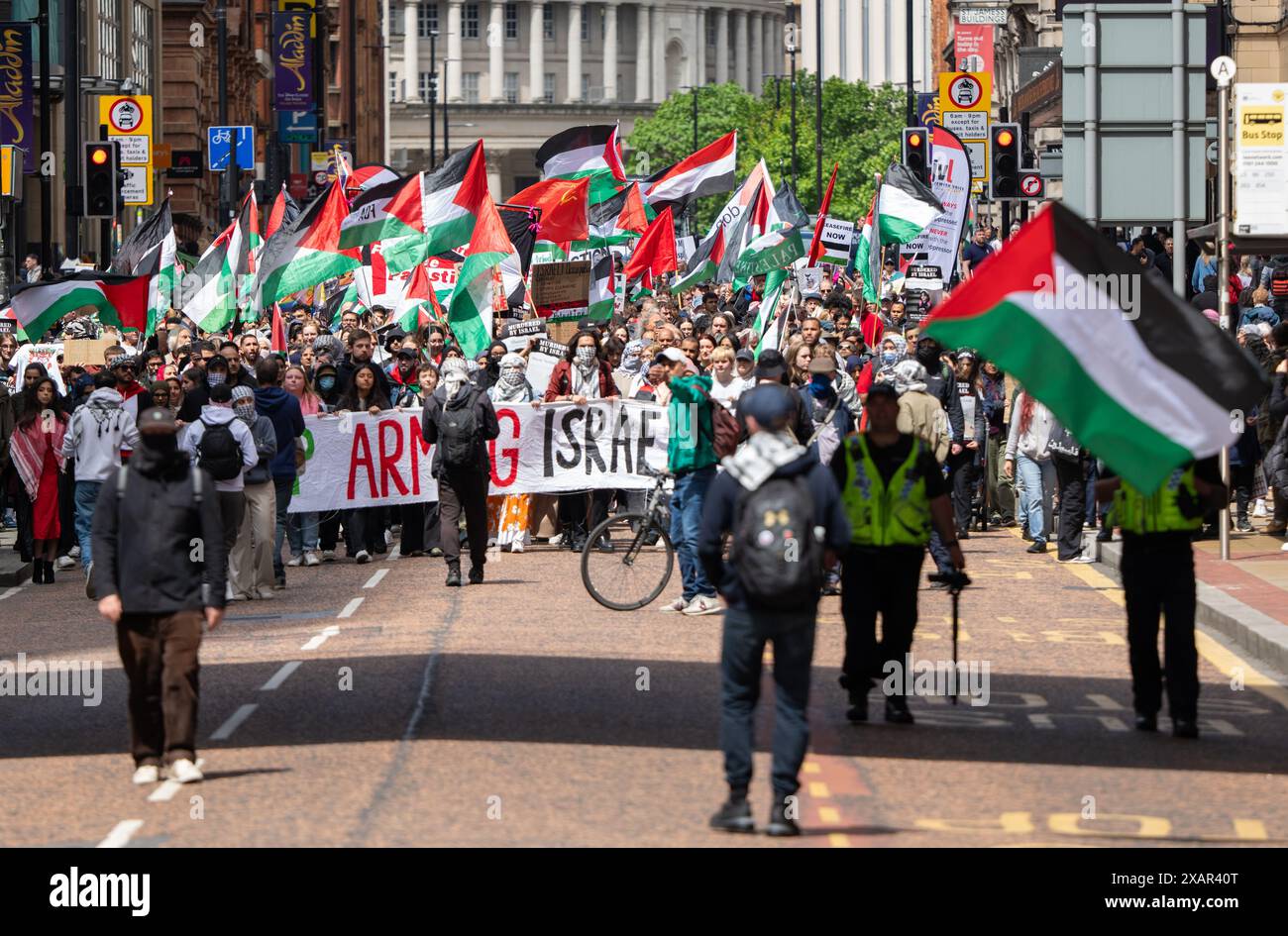 Palestine Gaza war protests in Manchester UK. Protesters marched from ...
