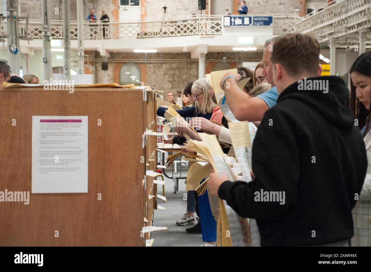 8th June. Dublin City. Count staff at RDS Main hall counting EU and ...