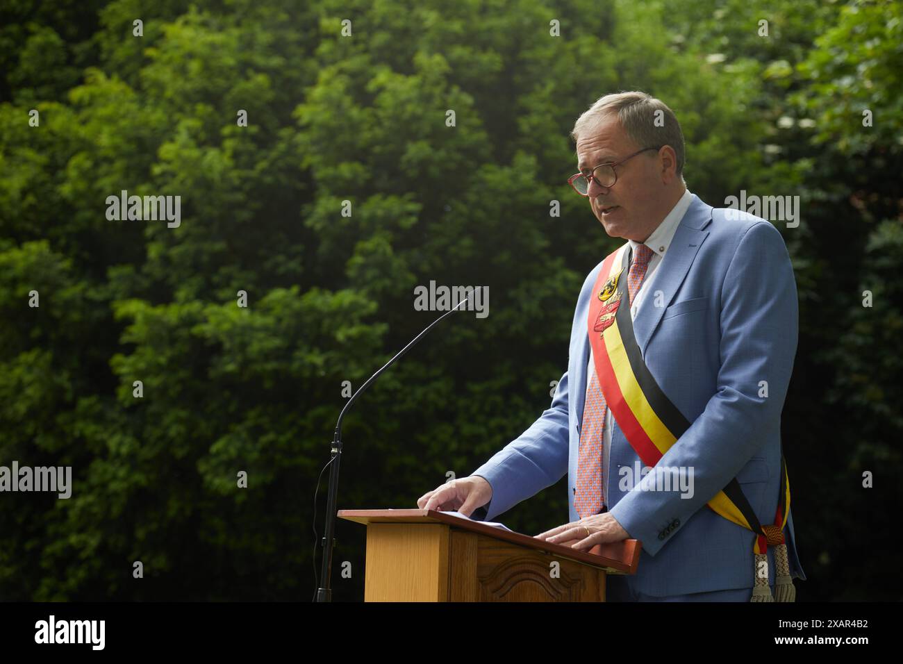 Christof Dejaegher, Mayor of Poperinge, Belgium, speaking at the ...