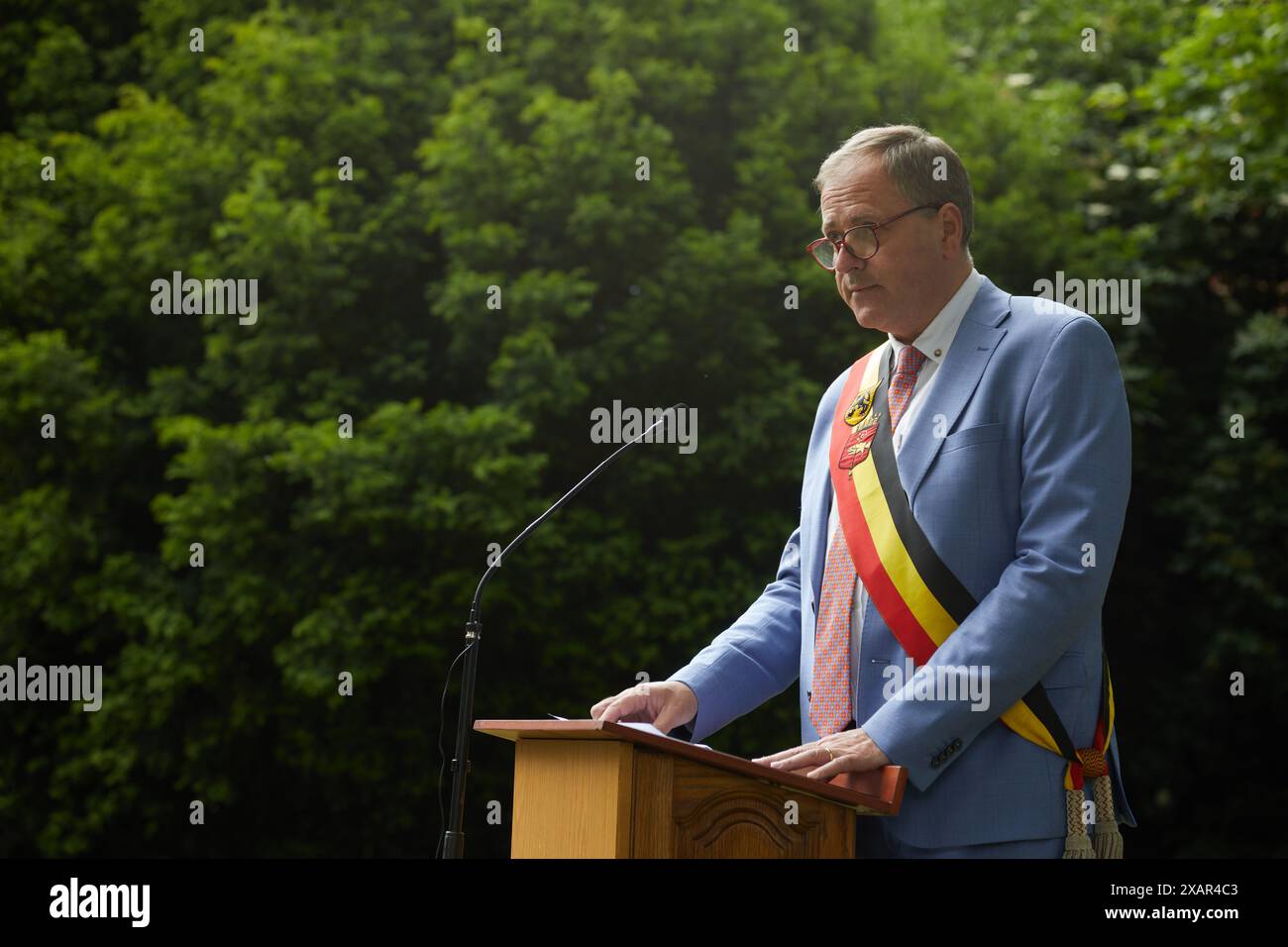 Christof Dejaegher, Mayor of Poperinge, Belgium, speaking at the ...
