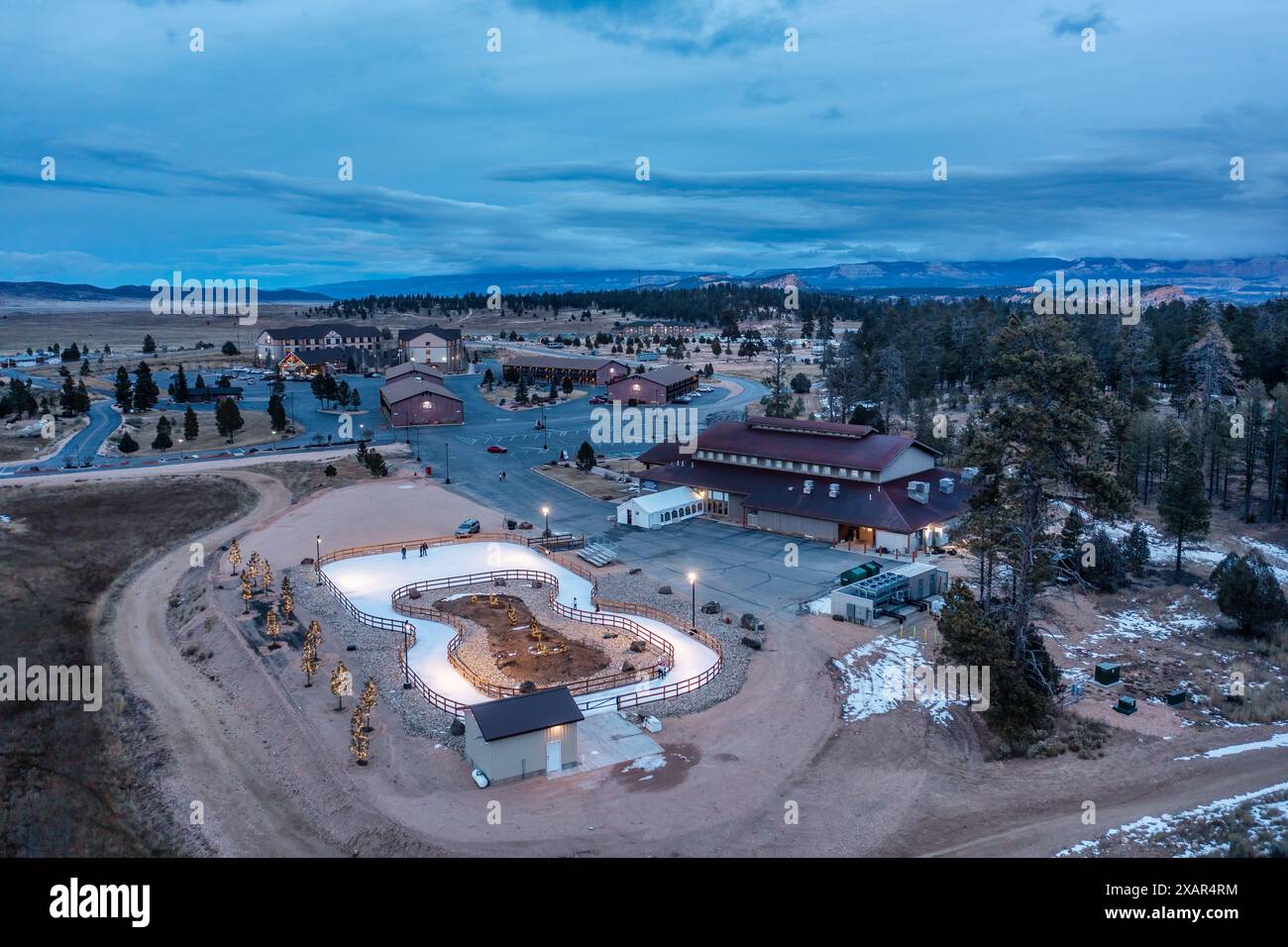 Ice Rink in Bryce Canyon City aerial view, Utah Stock Photo - Alamy