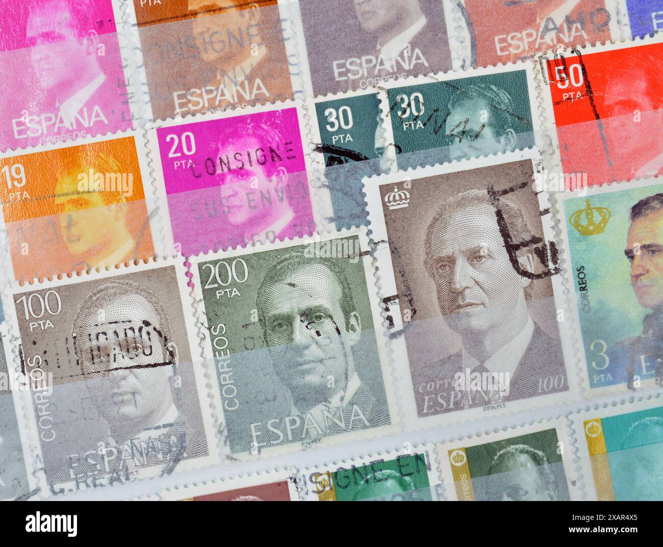 Cancelled postage stamps printed by Spain, that show portrait of King ...
