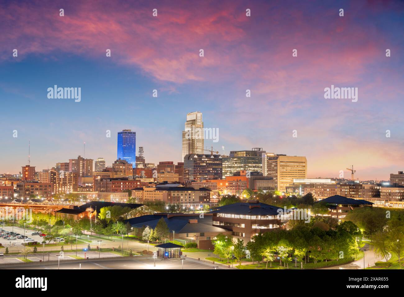 Omaha, Nebraska, USA downtown cityscape at dusk Stock Photo - Alamy