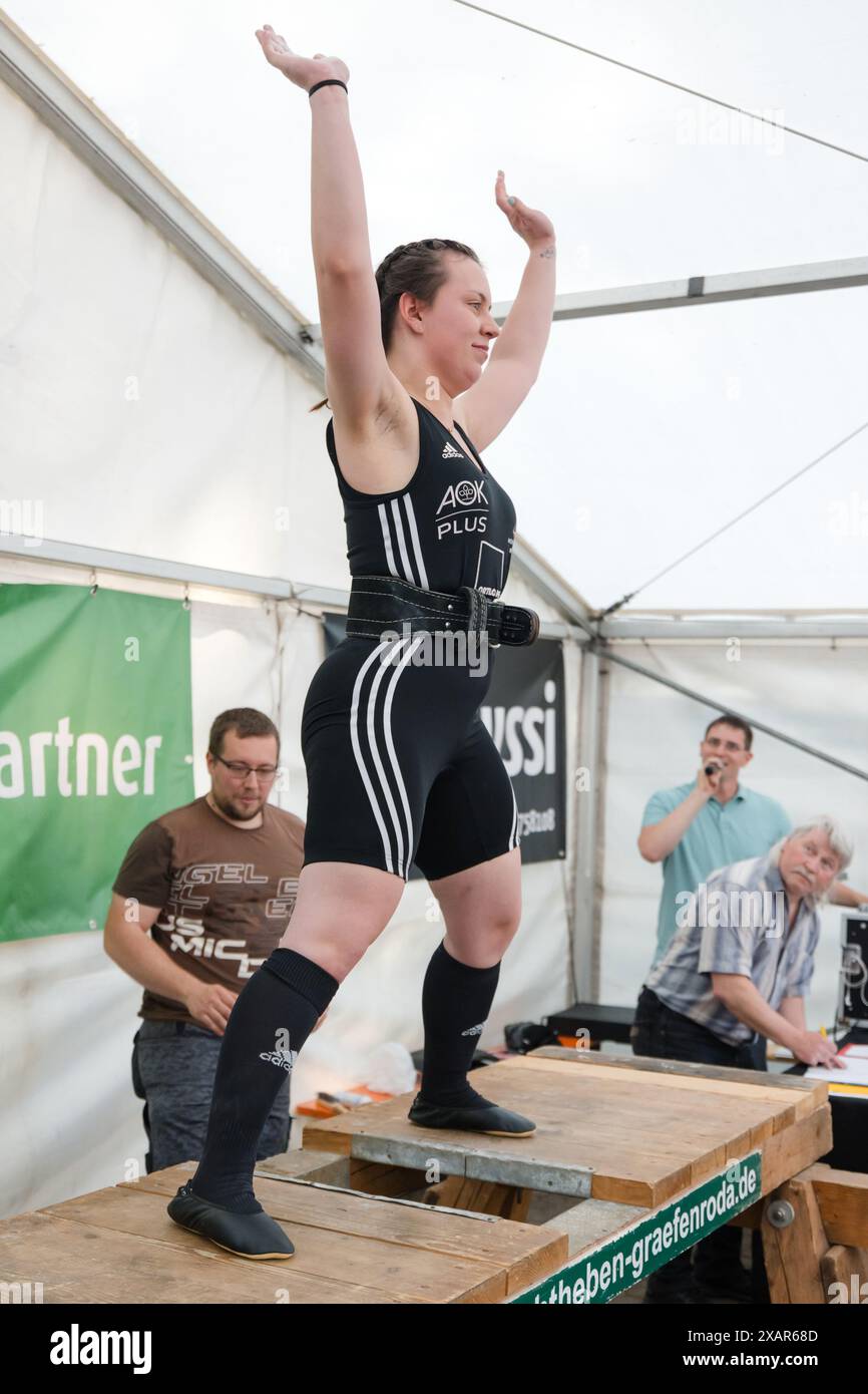 08 June 2024, Thuringia, Gräfenroda: Lydia Eschrich from SV 90 ...