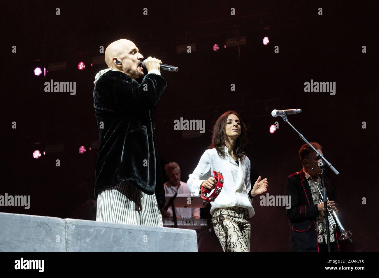 Tim Booth and Chloe Alper of James performing at OVO Hydro in Glasgow ...