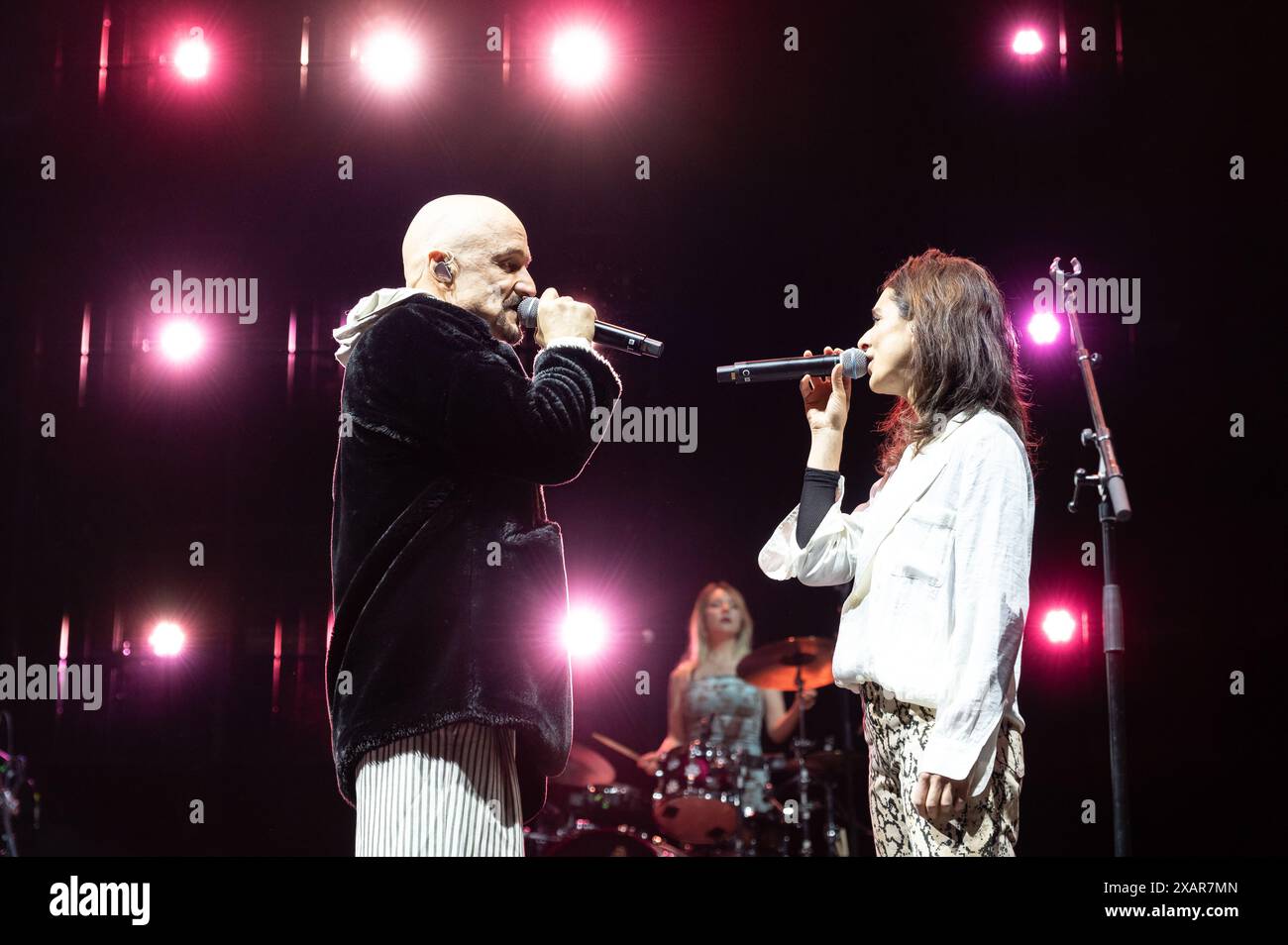 Tim Booth and Chloe Alper of James performing at OVO Hydro in Glasgow ...