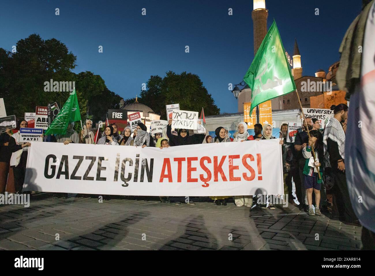 Pro-Palestinian protests in front of Hagia Sophia Grand Mosque in ...