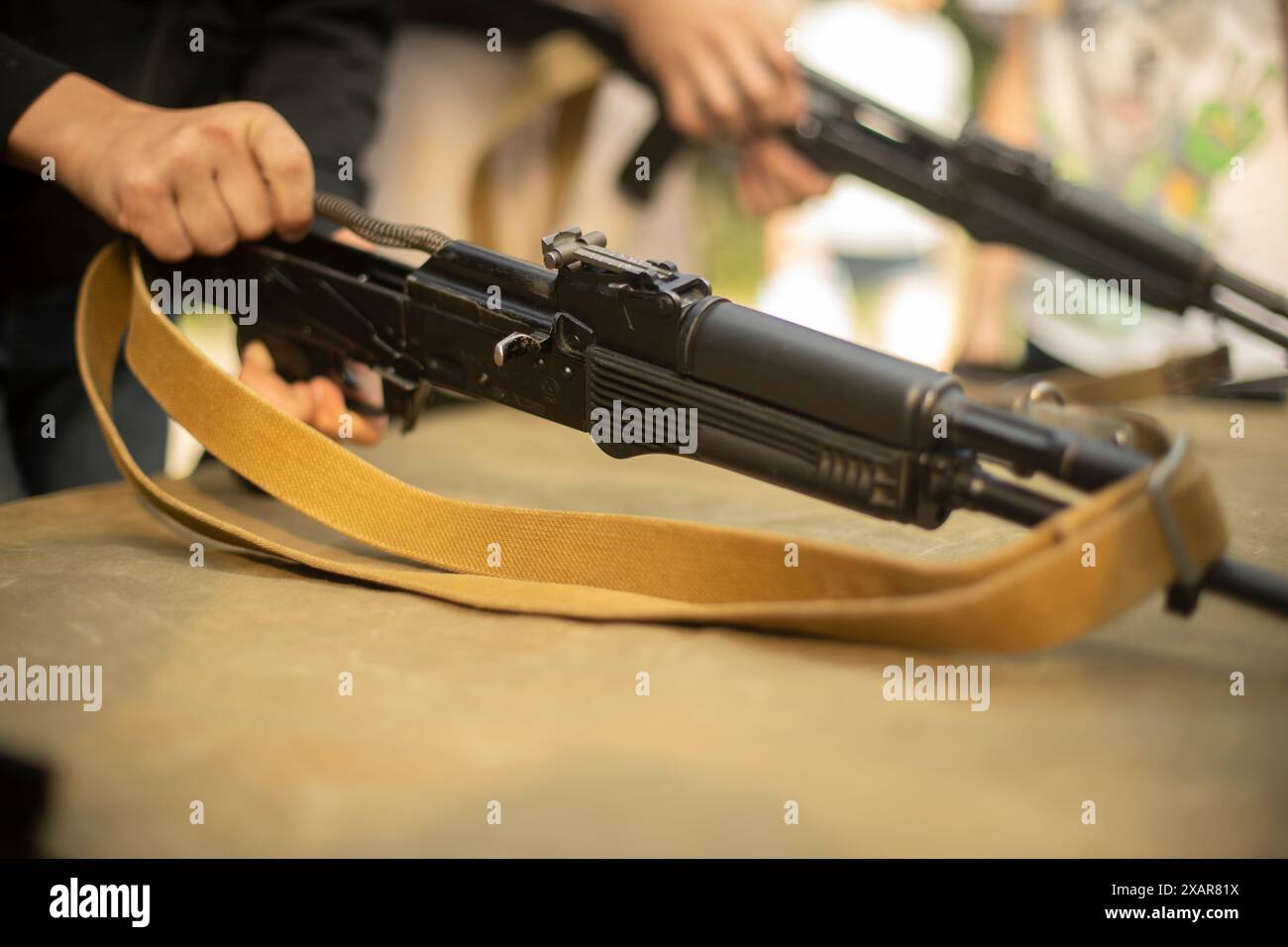 Military training. Assembly of automatic weapons. Military skills ...