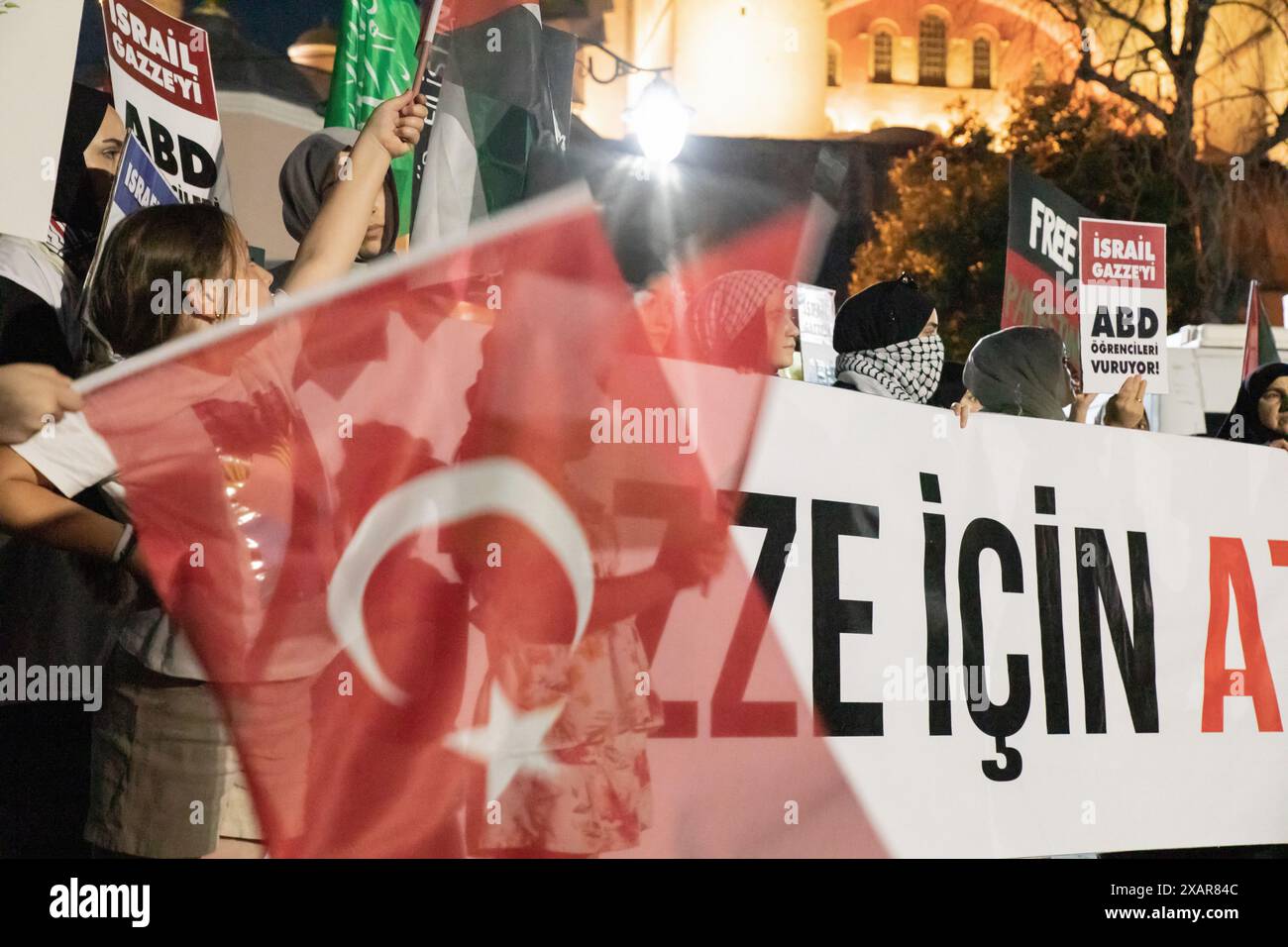 Pro-Palestinian protests in front of Hagia Sophia Grand Mosque in ...