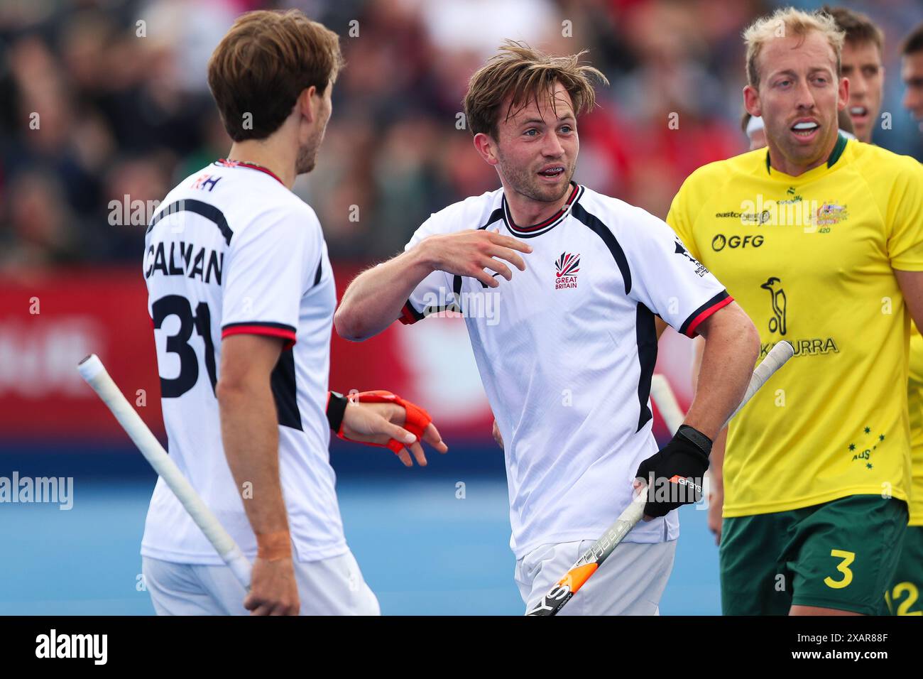Great Britain's Zachary Wallace celebrates scoring their side's second ...