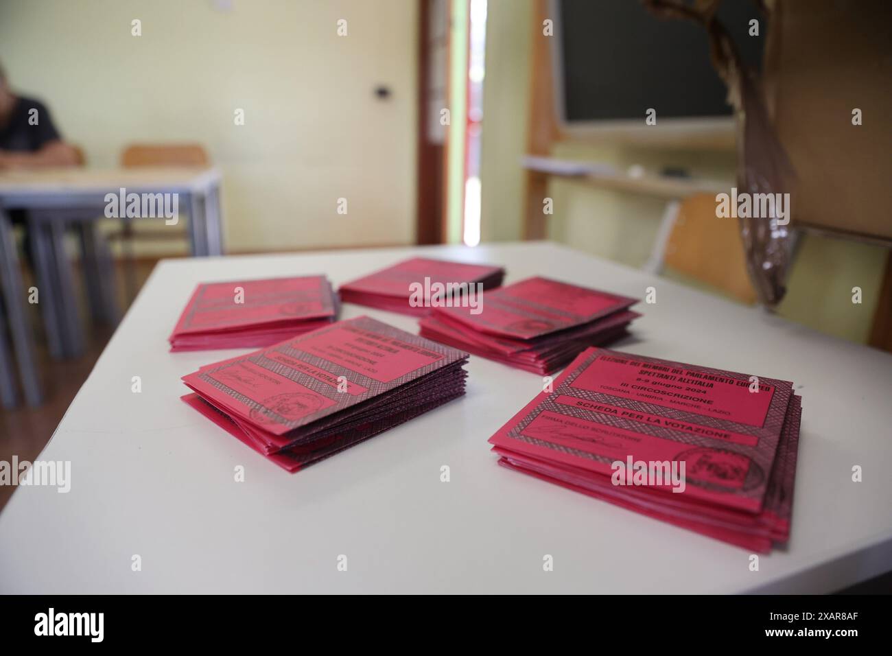 Rome, Italy. 8th June, 2024. This photo shows ballots at a polling ...