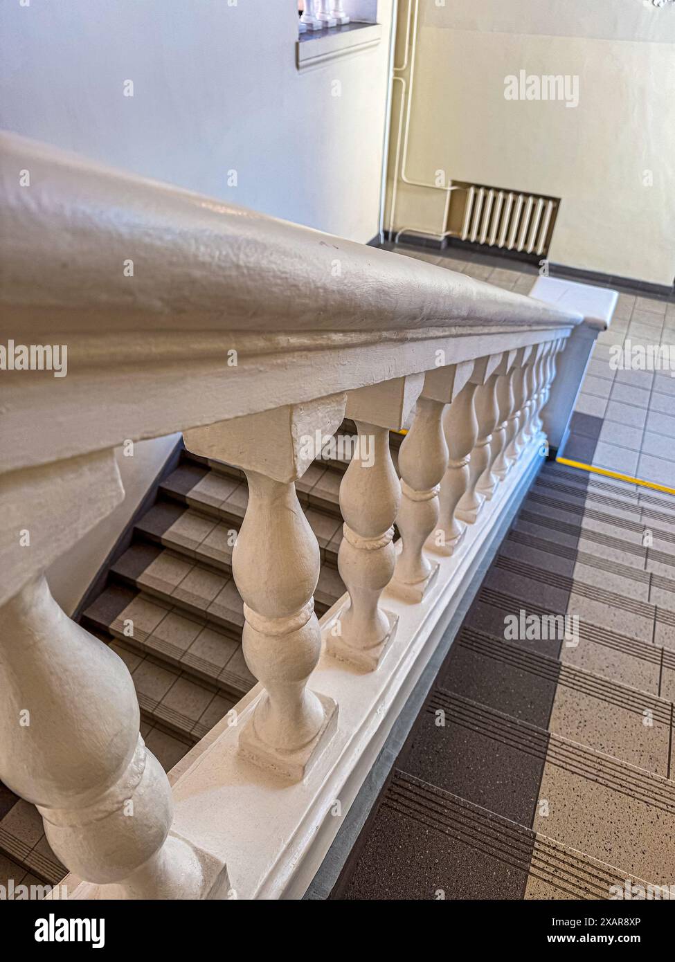 ancient staircase of a classic historic building, interior. High ...