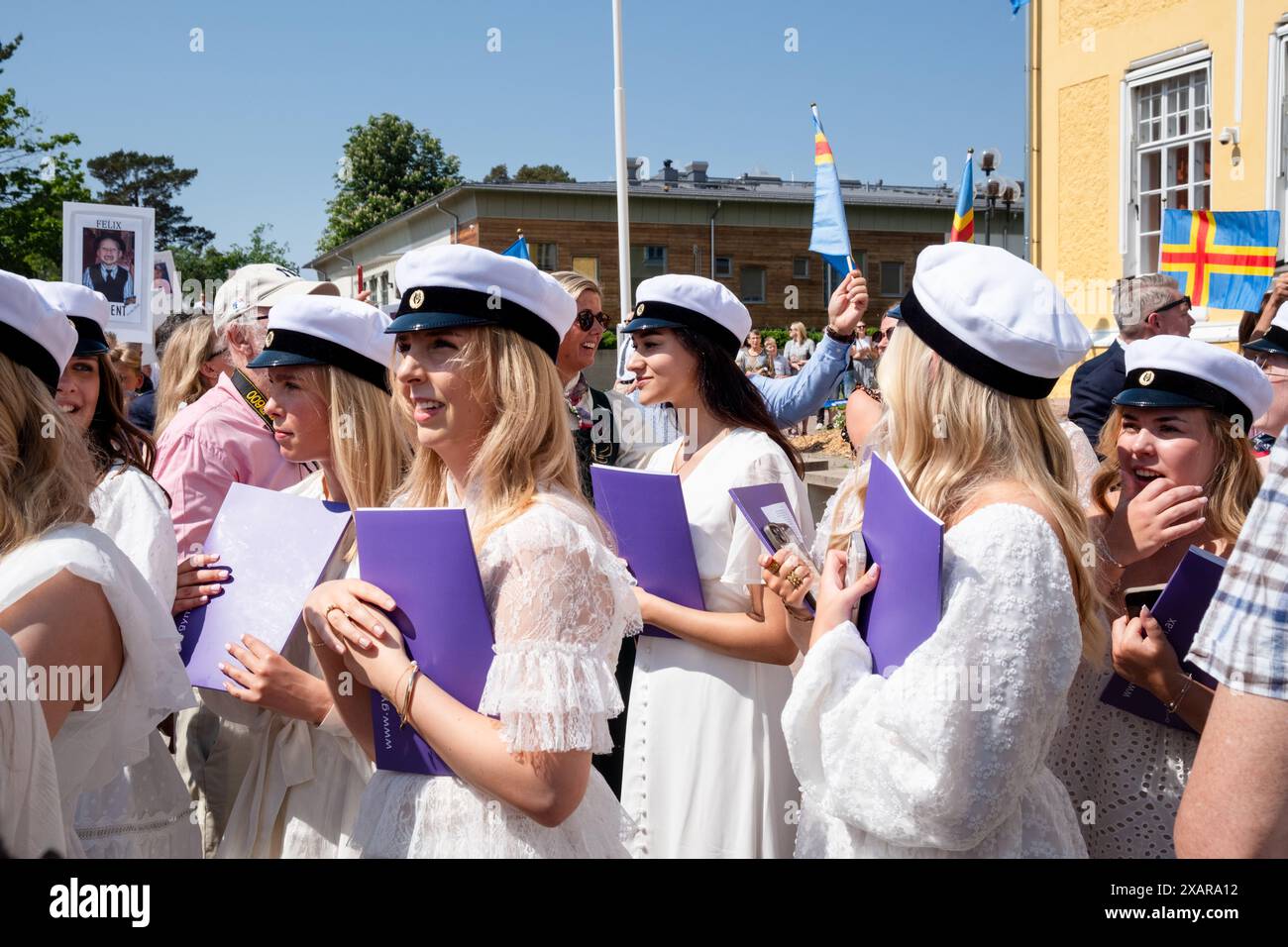 STUDENTS LEAVING SCHOOL FOR THE LAST TIME, CELEBRATION, ÅLAND, FINLAND ...