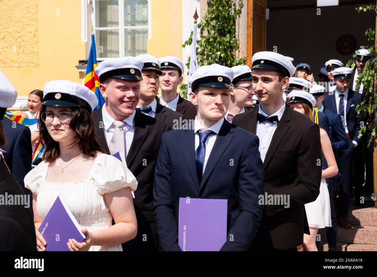 STUDENTS LEAVING SCHOOL FOR THE LAST TIME, CELEBRATION, ÅLAND, FINLAND ...