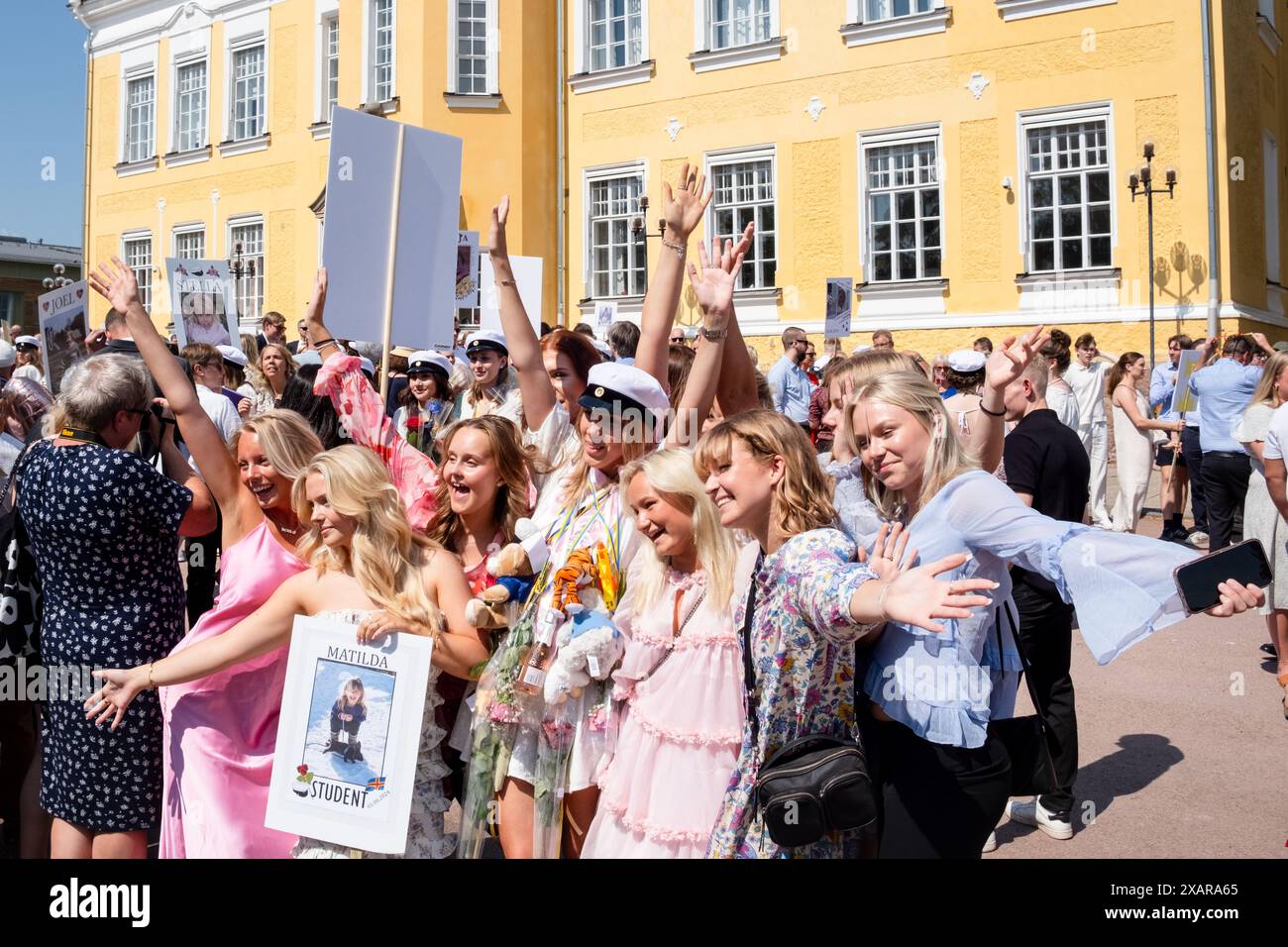 GROUP OF GIRLS, FRIENDS, GRADUATION CELEBRATION, ÅLAND: A large group ...