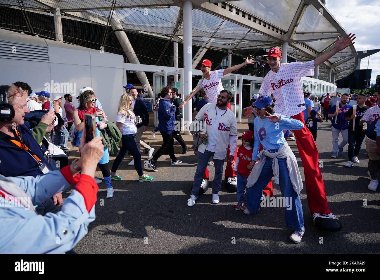 A general view of fans outside of the stadium on day one of the MLB ...