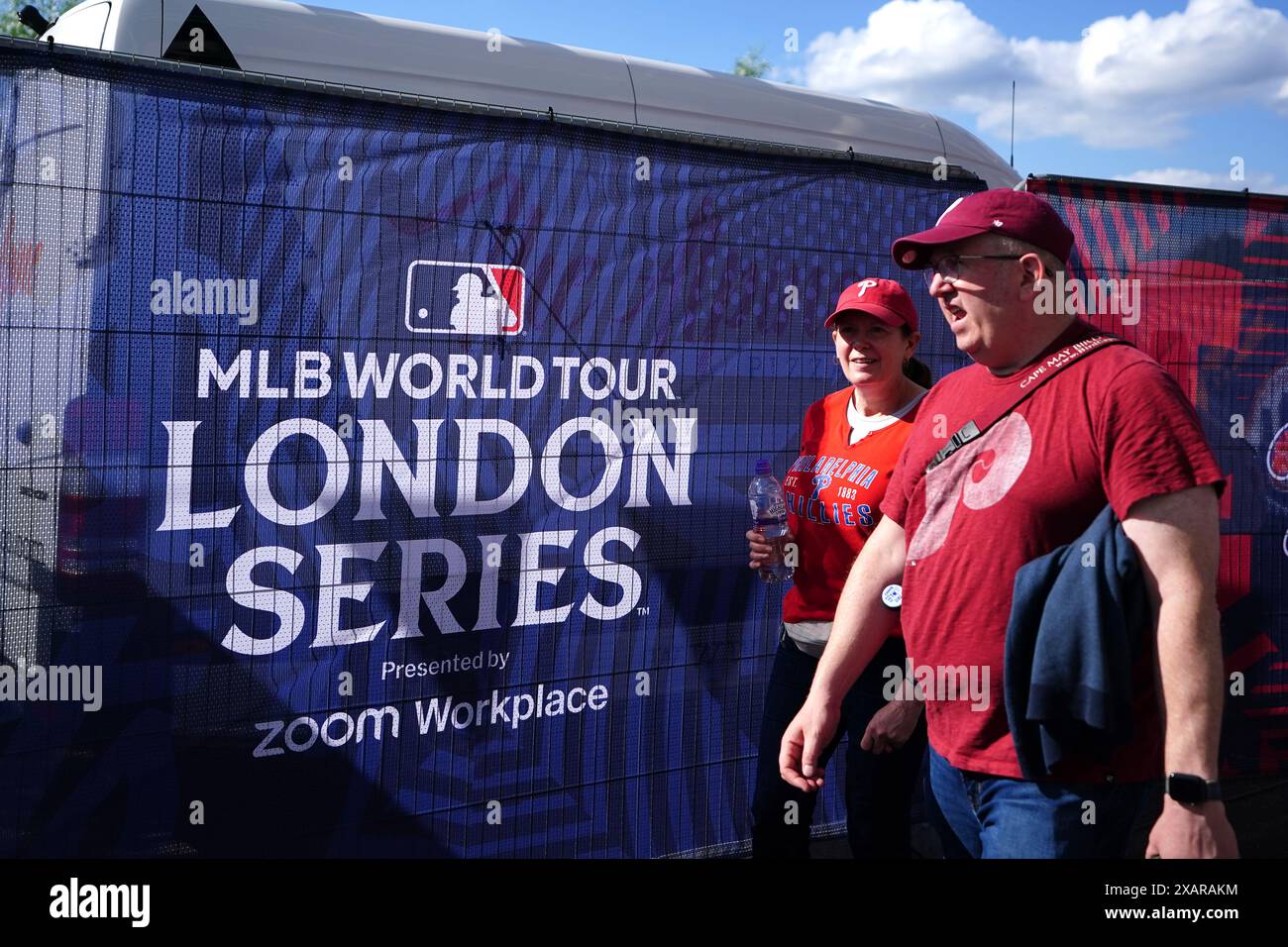 A general view of fans outside of the stadium on day one of the MLB ...