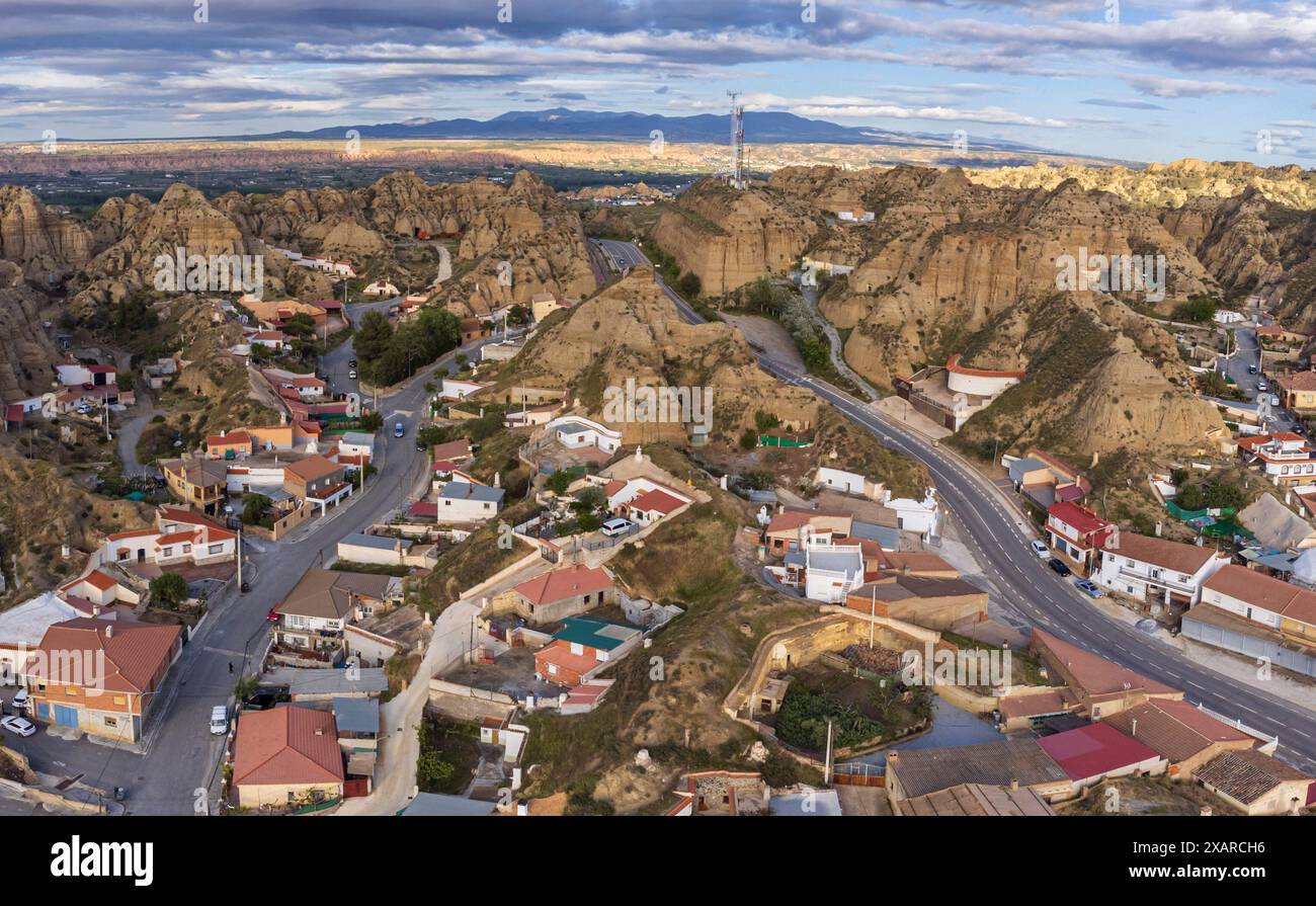 cave houses in the town of Purullena, Guadix region, Granada Geopark ...