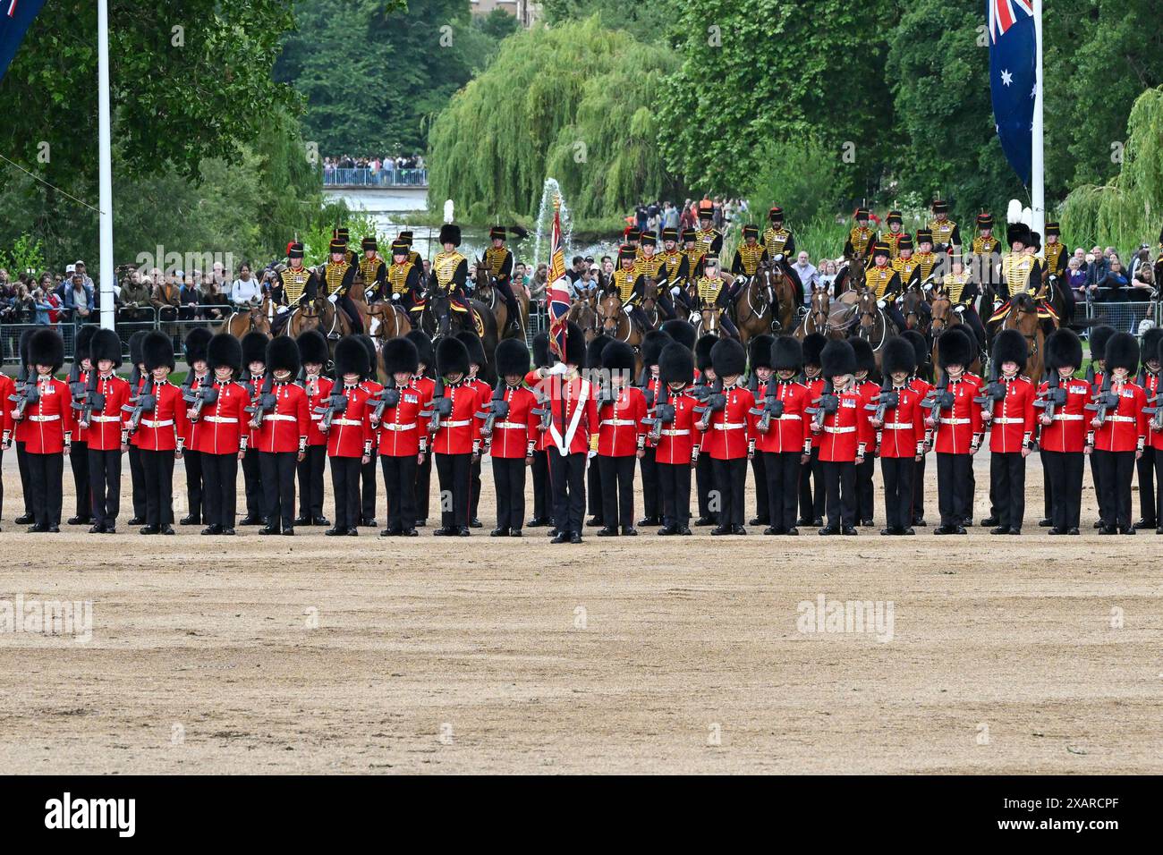 London, UK. 08th June, 2024. The Colour of the Irish Guards is ...