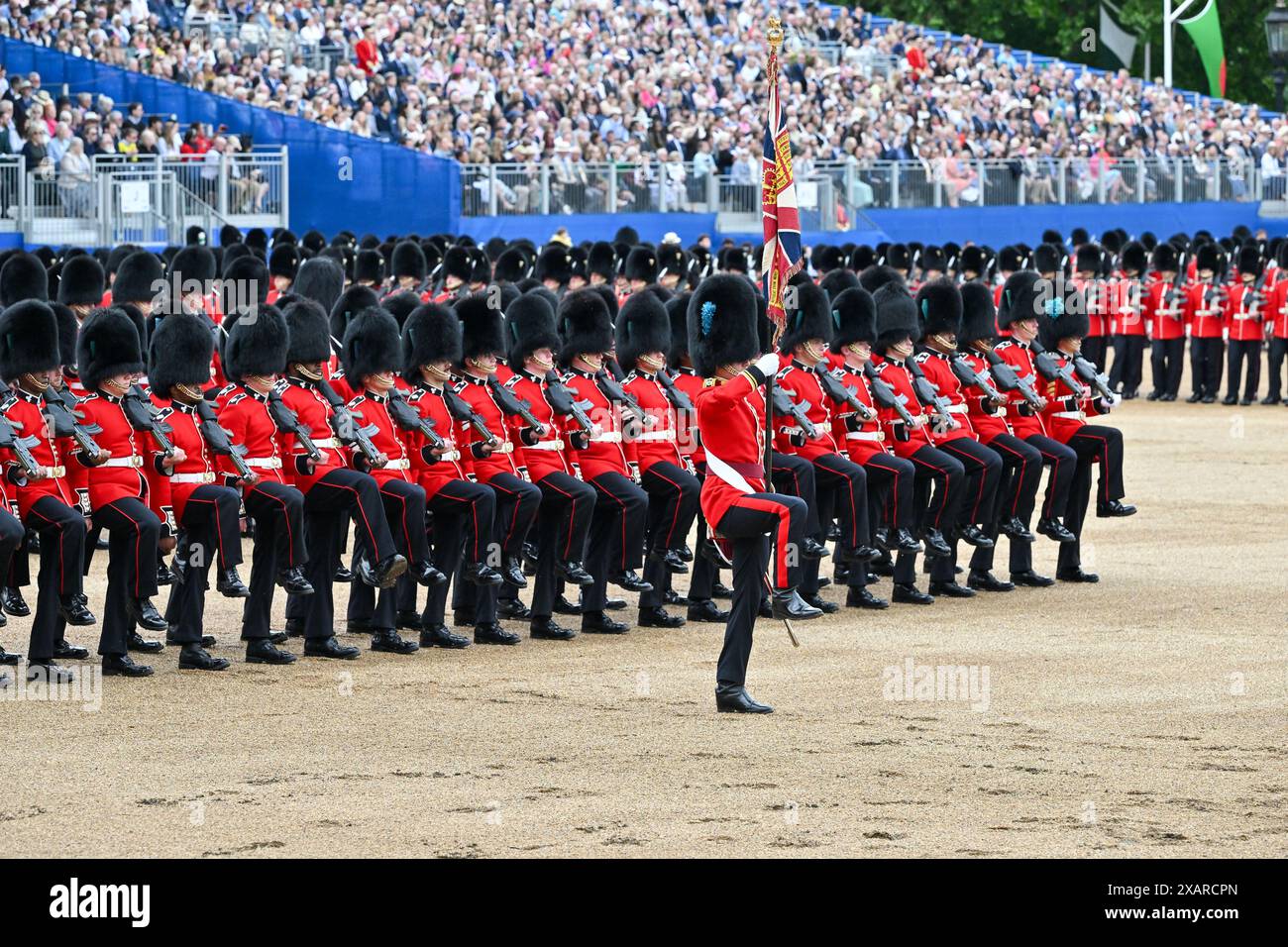 London, UK. 08th June, 2024. The Colour of the Irish Guards is ...