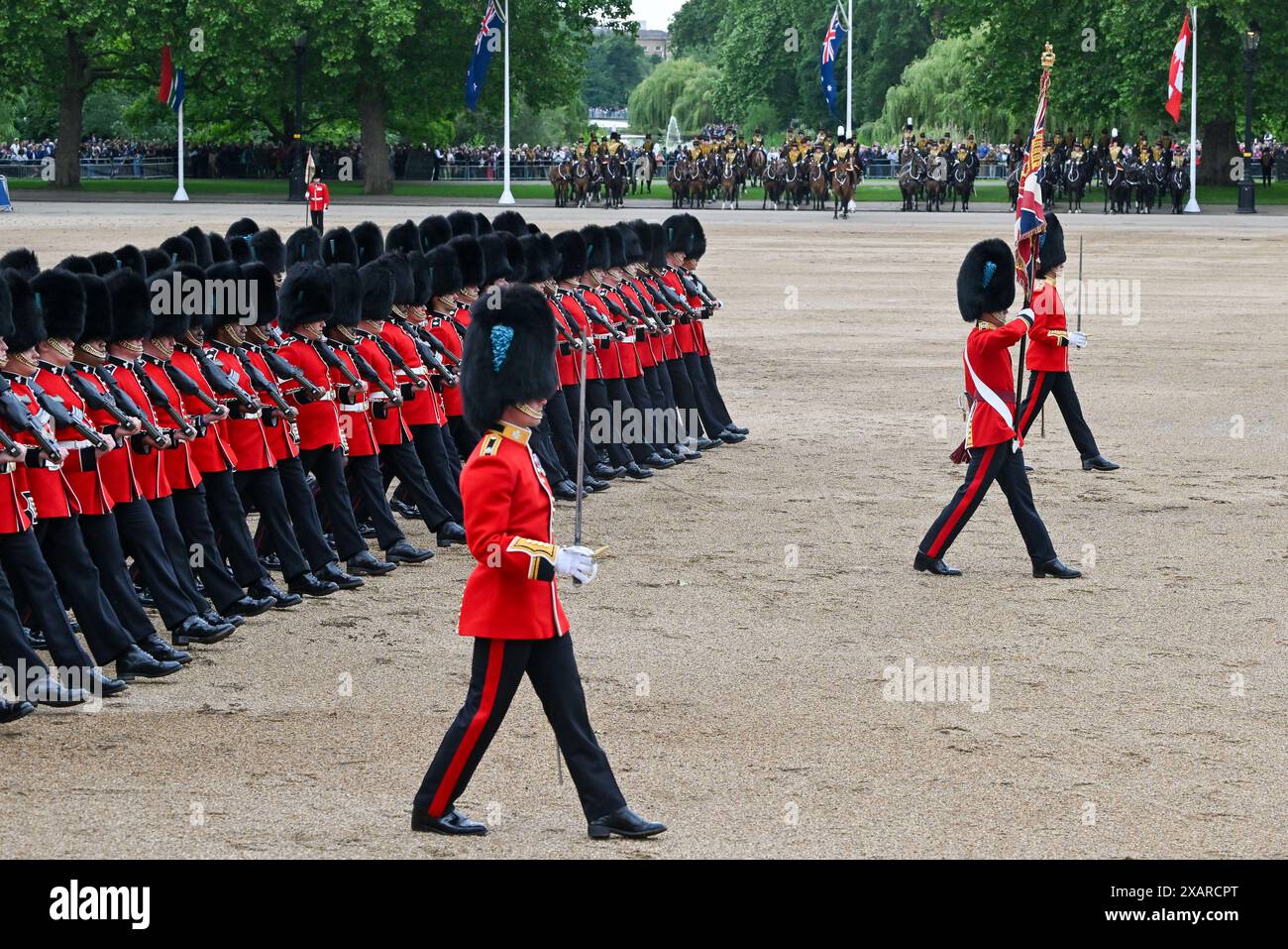 London, UK. 08th June, 2024. The Colour of the Irish Guards is ...