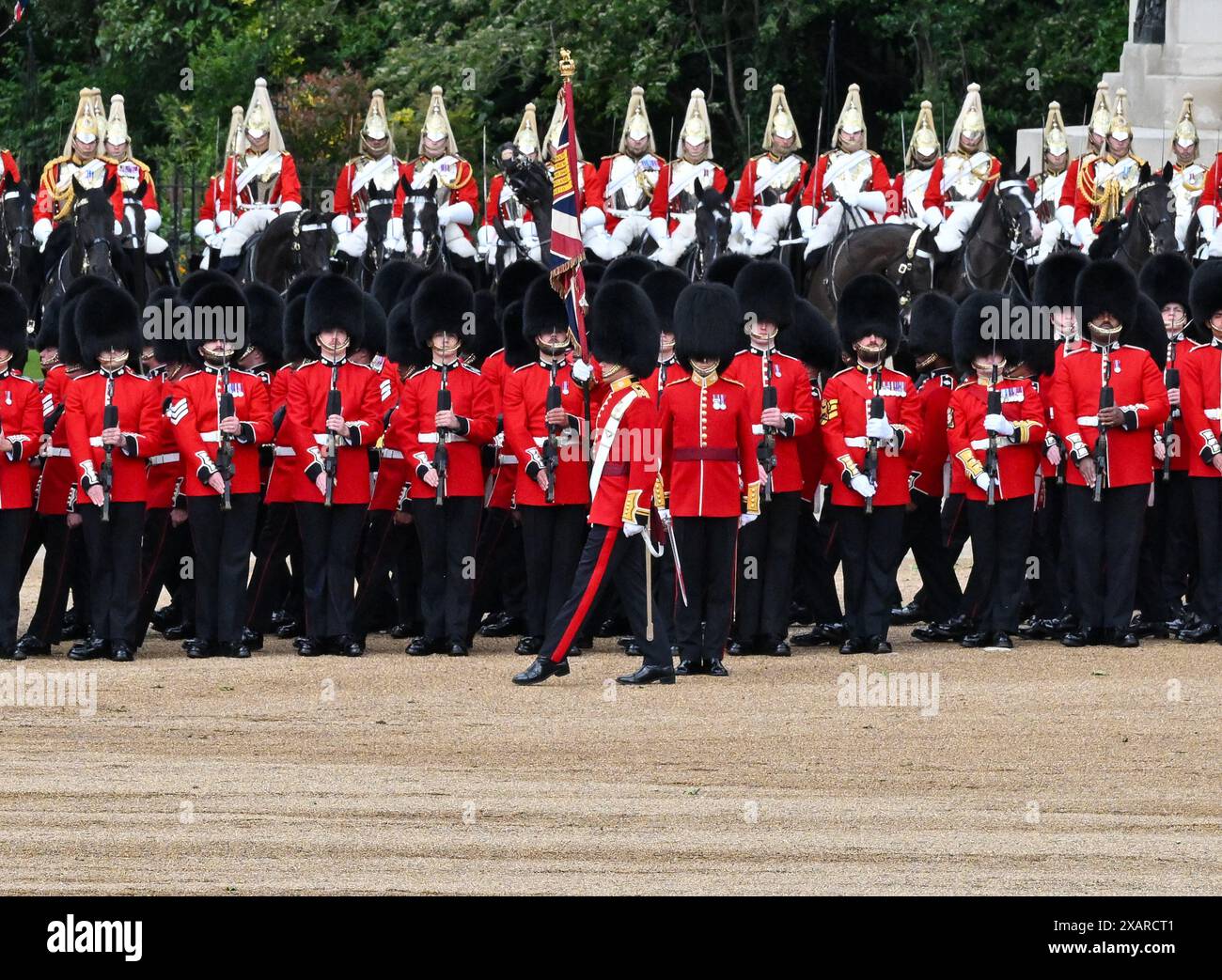 London, UK. 08th June, 2024. The Colour of the Irish Guards is ...