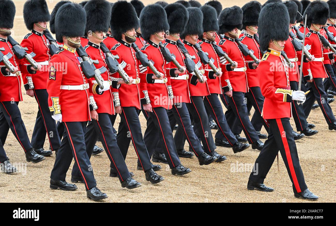 London, UK. 08th June, 2024. The Welsh Guards march past at The Colonel ...