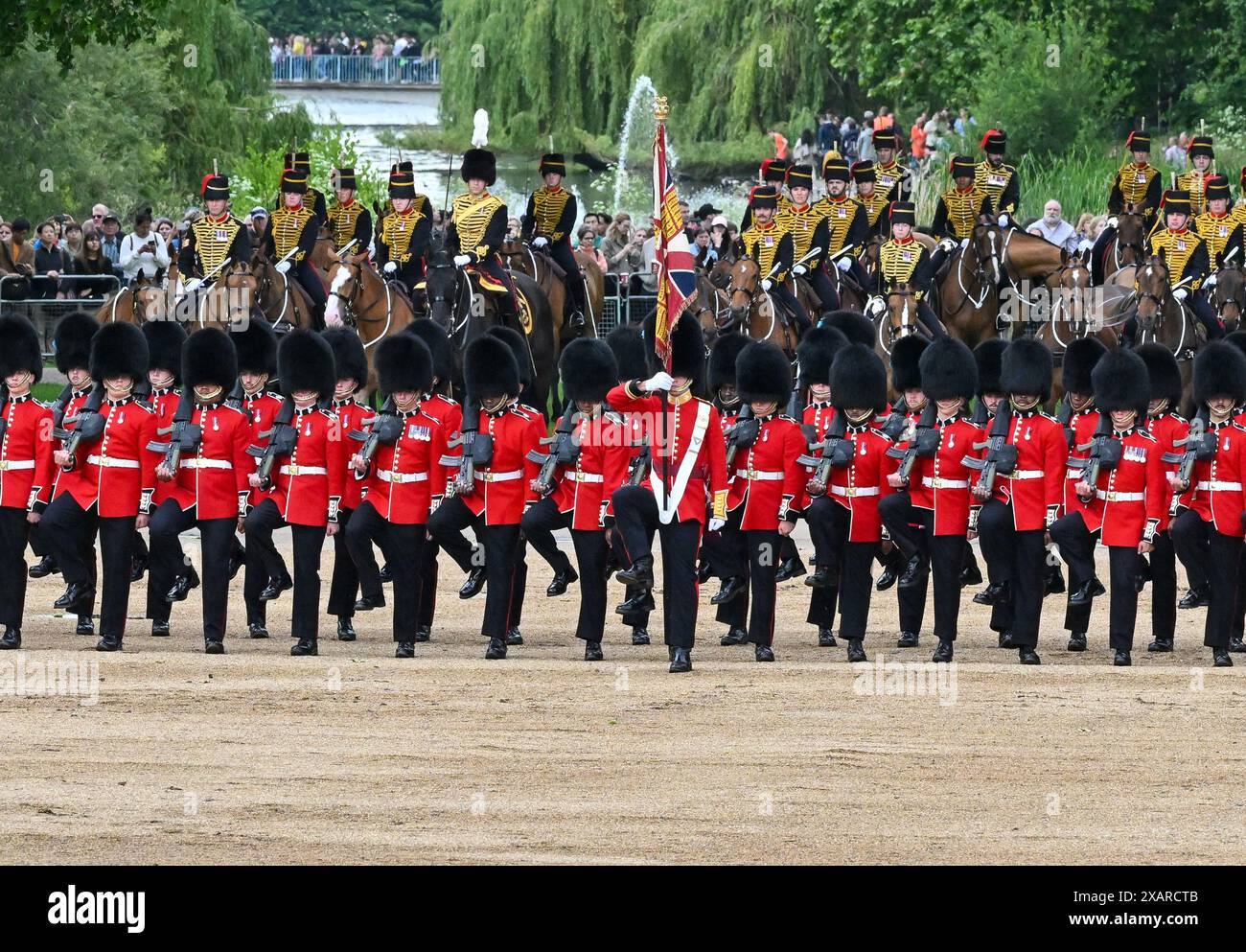 London, UK. 08th June, 2024. The Colour of the Irish Guards is ...